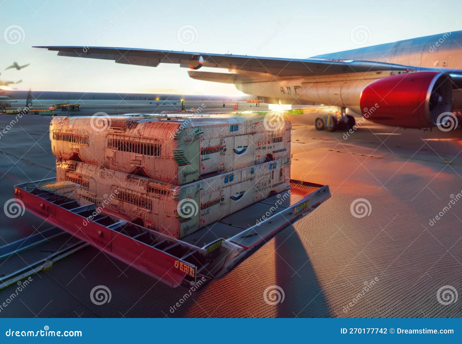 Loading Platform of Air Freight To the Aircraft Stock Illustration ...