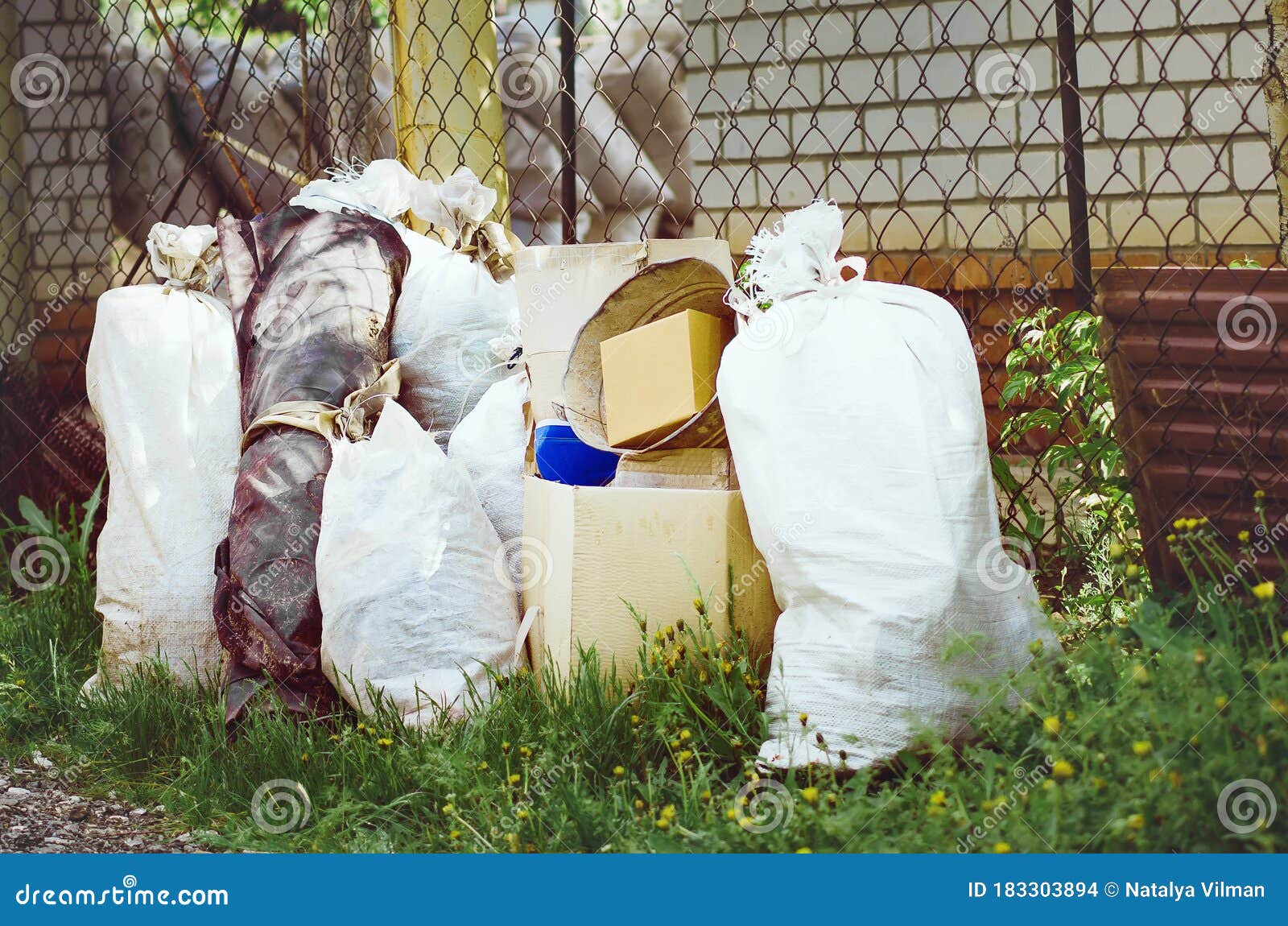 Preparation for Garbage Collection in a Summer Cottage, Russia. Stack ...