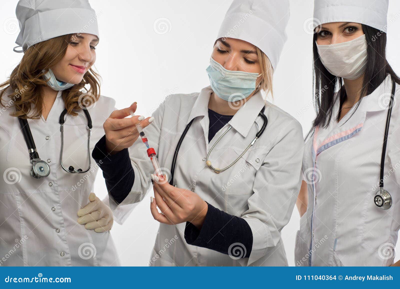 Preparation for Giving an Injection by the Young Health Workers Stock ...