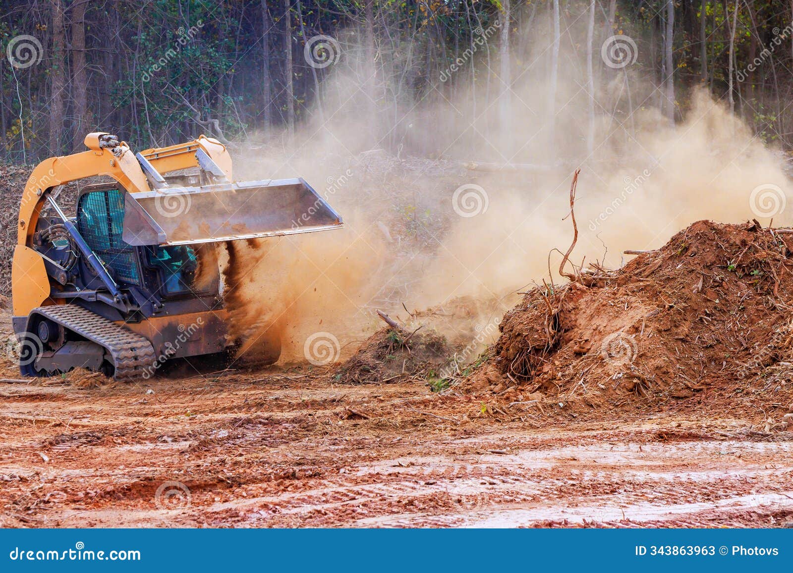 In Preparation for Grading Soil, Bulldozer is Leveling Ground on a ...