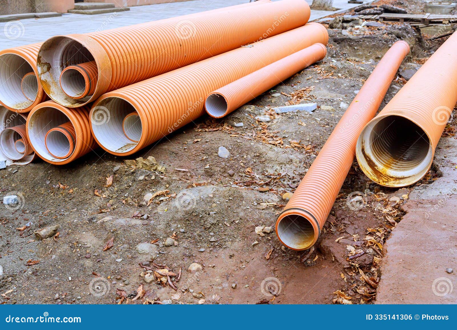 In Preparation for Installation, HDPE Polyethylene Sewer Pipes are ...