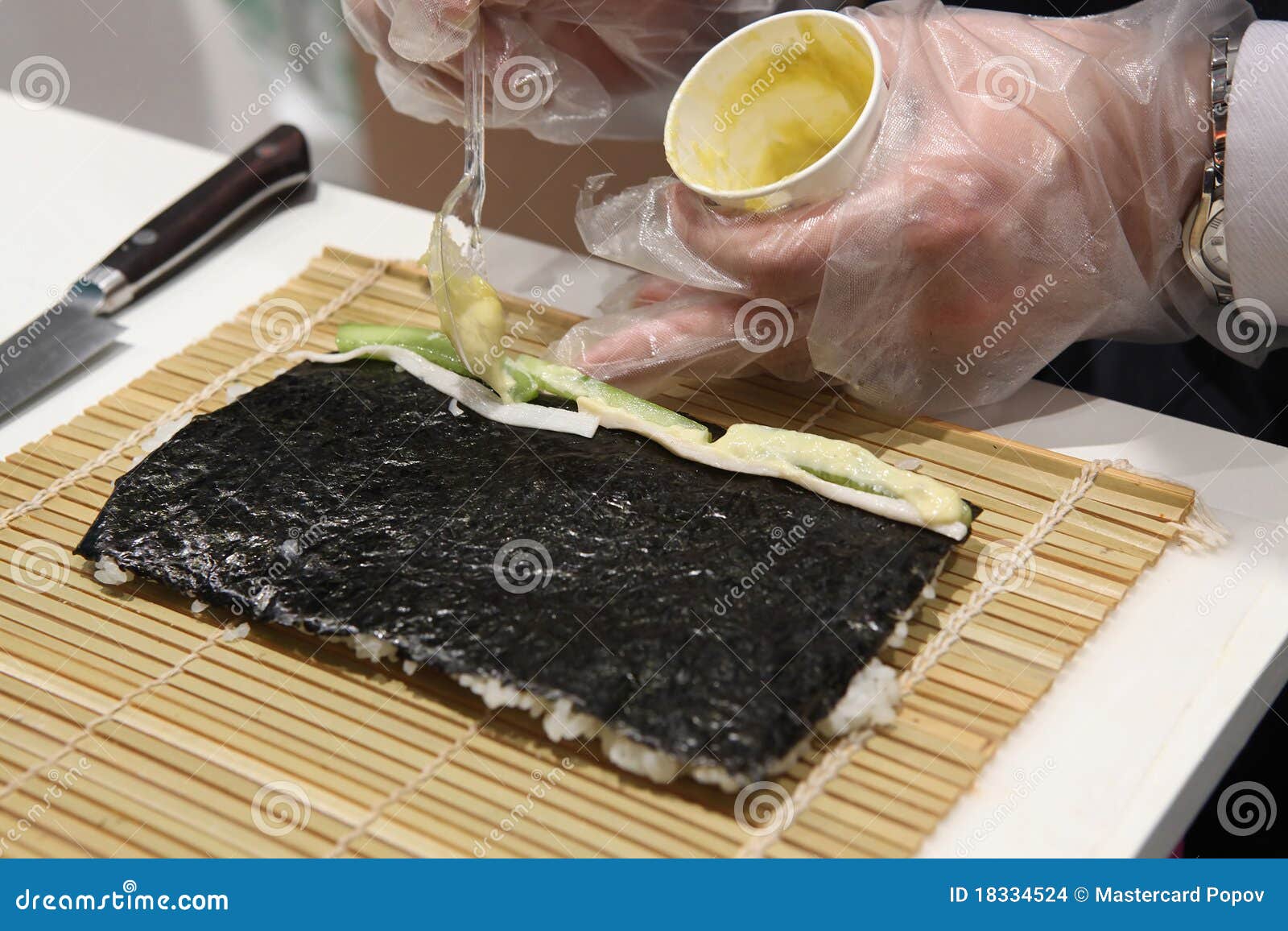 Preparation japanese sushi stock photo. Image of meal - 18334524