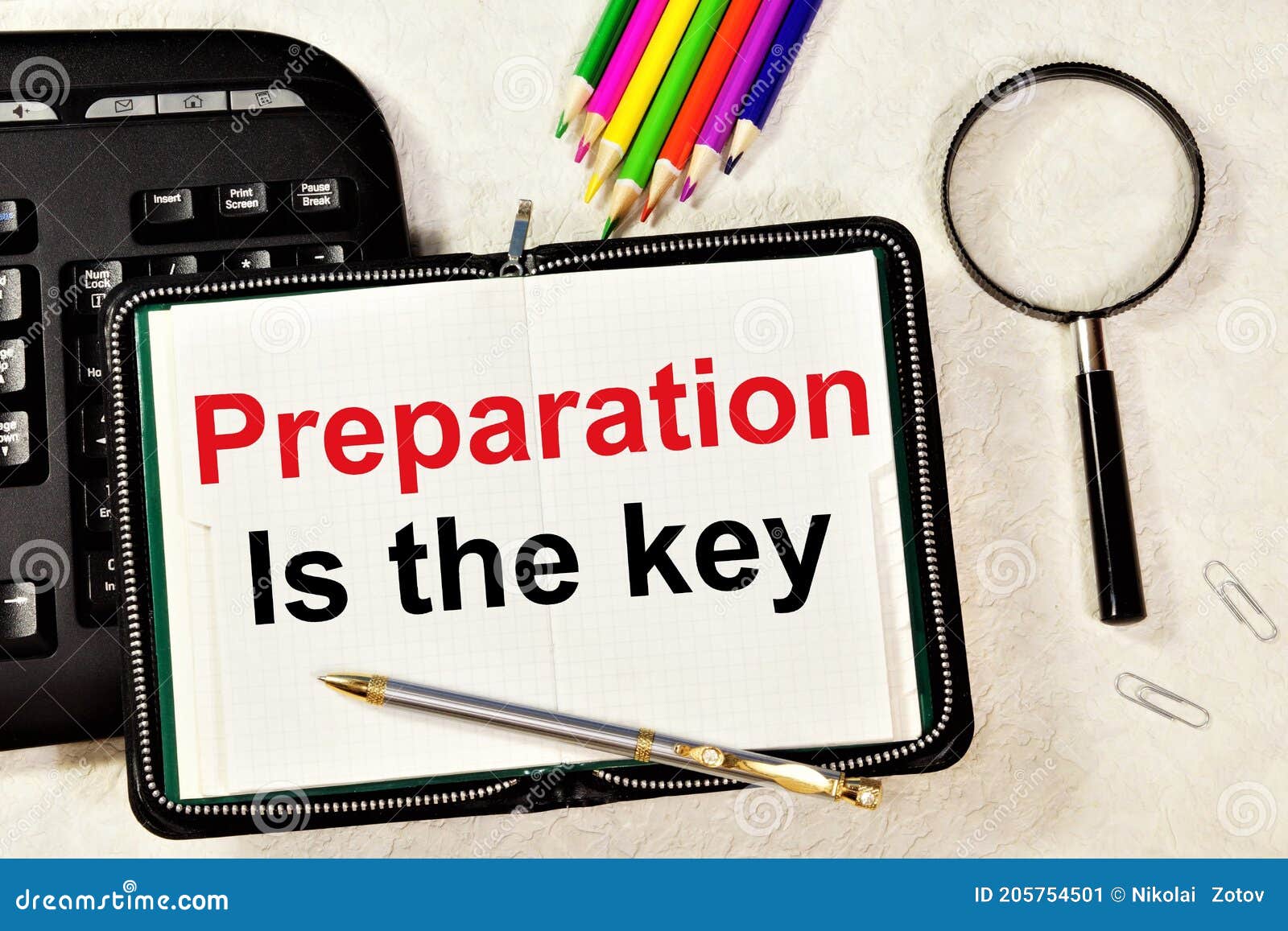 Preparation is the Key. Text Label in the Planning Notebook Stock Image ...