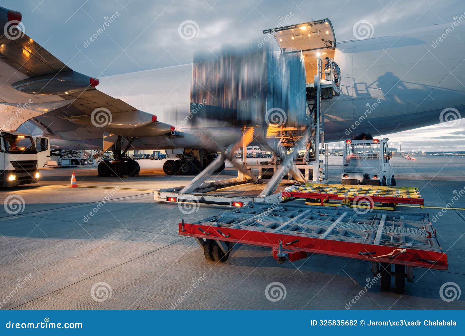 Preparation Large Cargo Airplane before Flight Stock Photo - Image of ...