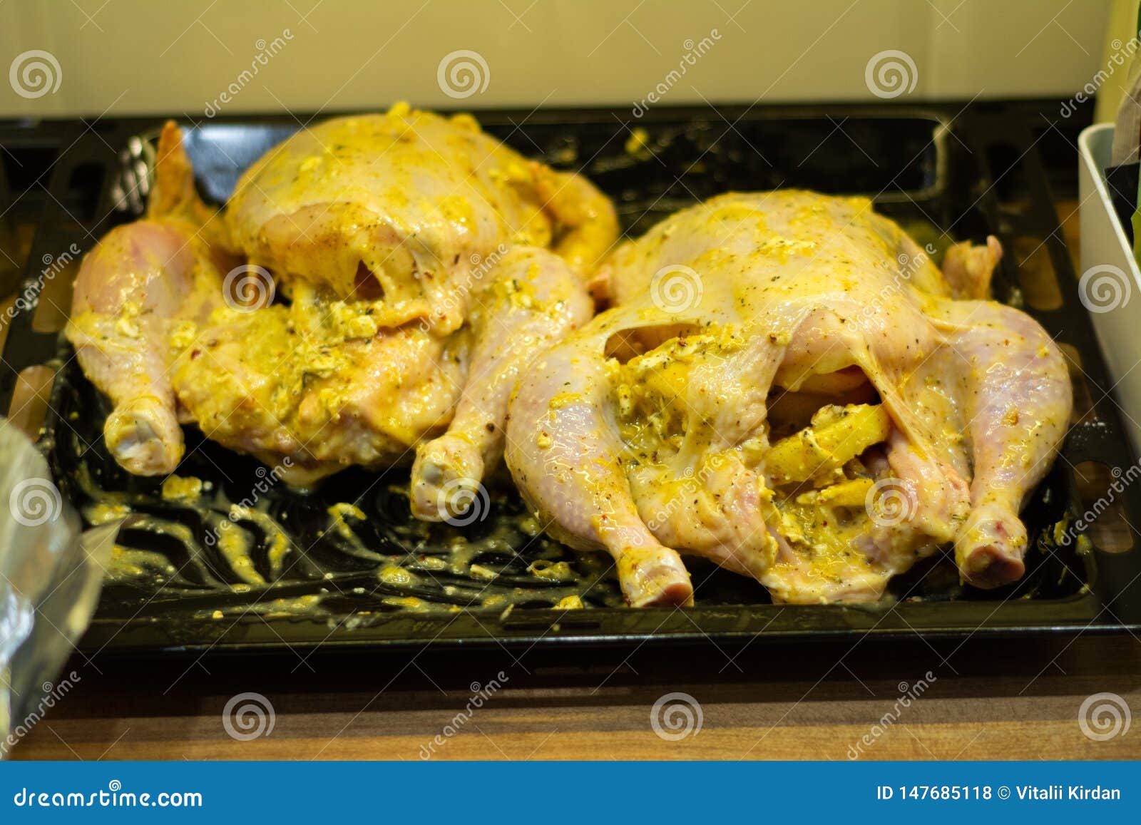 Preparation of Large Chicken for Baking for a Festive Dinner. Stock ...