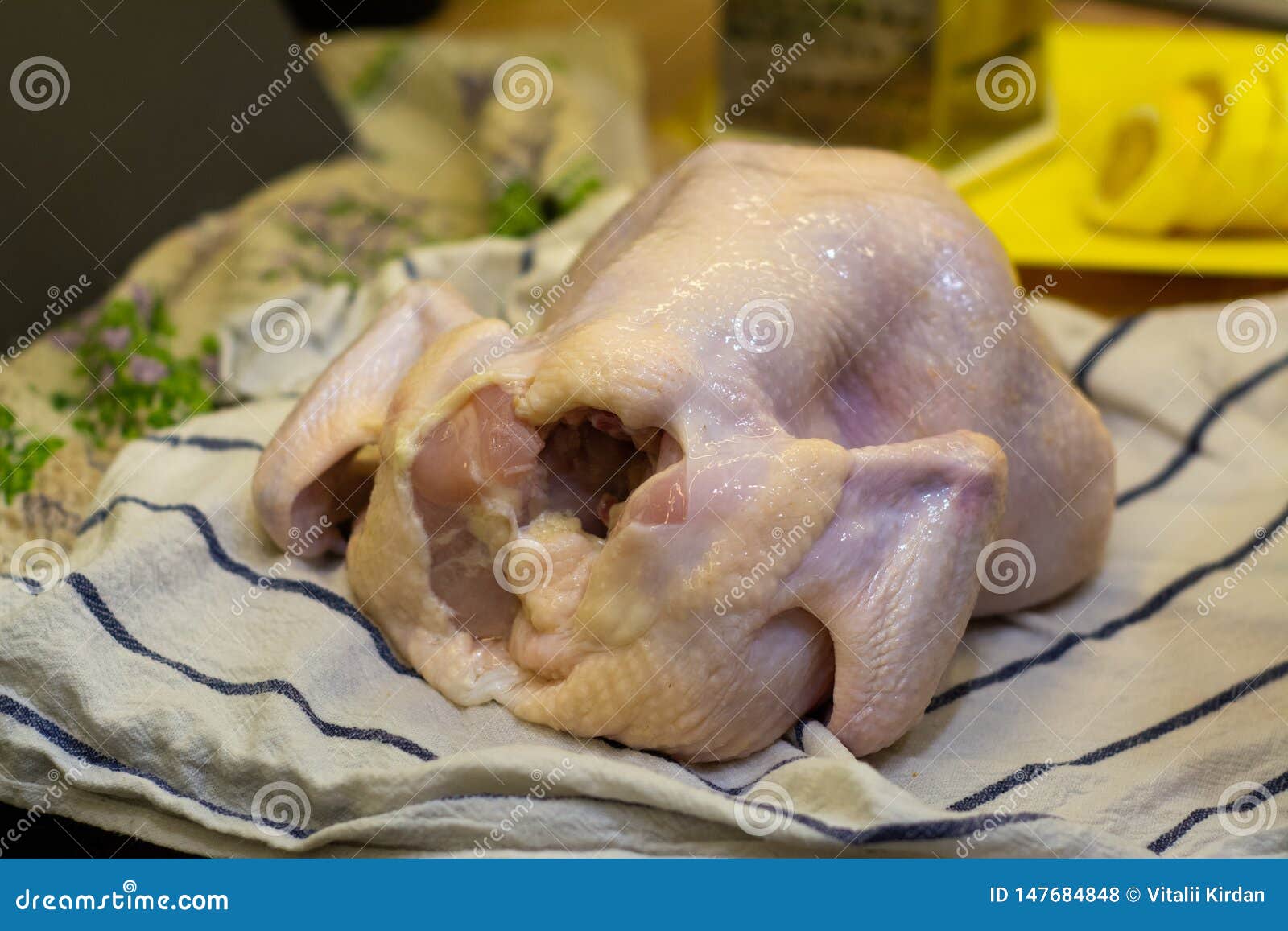 Preparation of Large Chicken for Baking for a Festive Dinner Stock ...