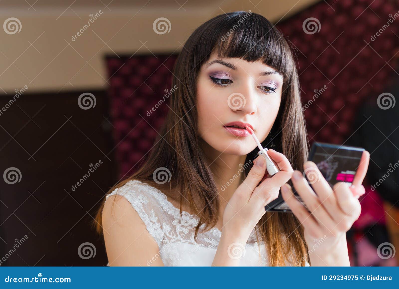 Preparation and Makeup Beautiful Bride Stock Image - Image of lips ...