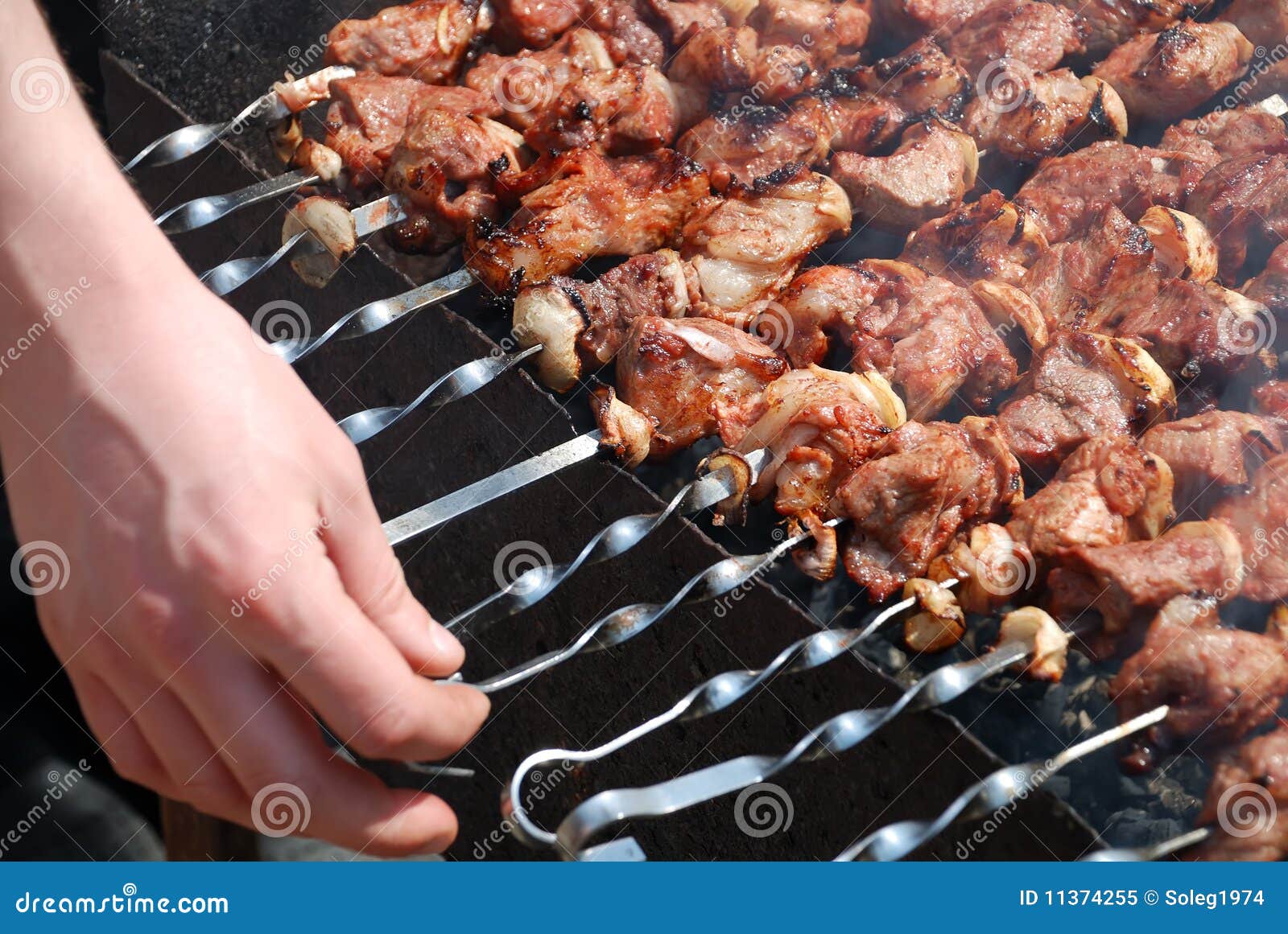 Preparation of Meat on Fire Stock Image - Image of food, barbecue: 11374255