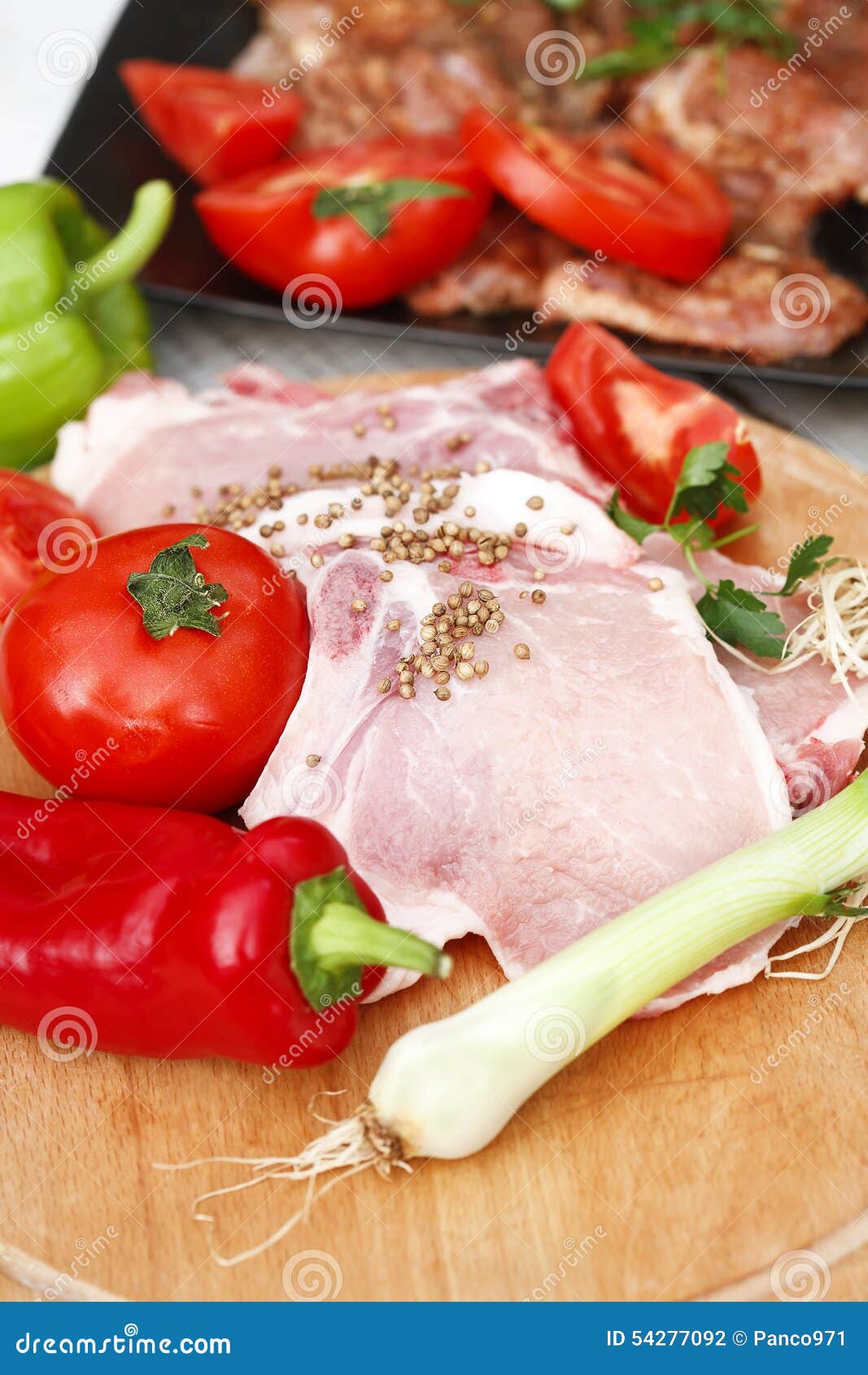 The Preparation of Meat and Vegetables for a Meal Stock Photo - Image ...
