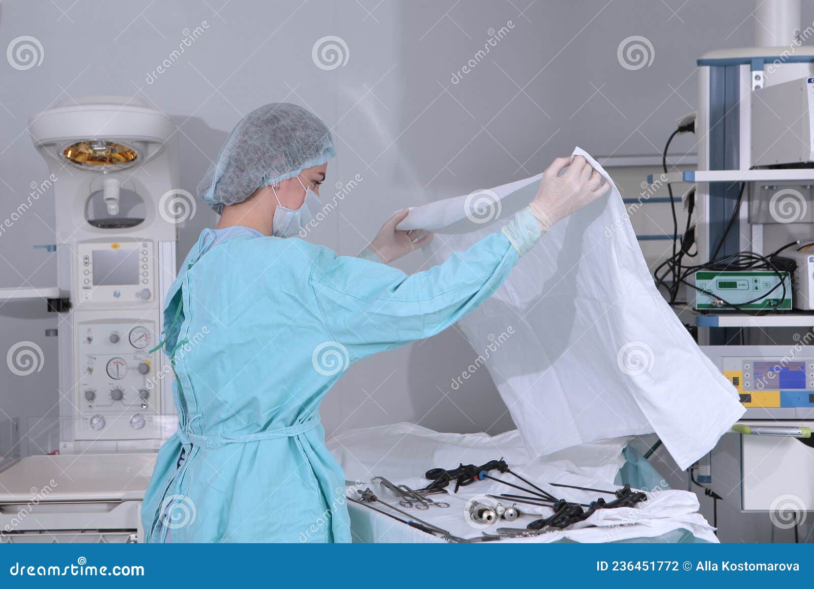 Preparation of Medical Instruments for Surgery. Work of a Nurse in the ...