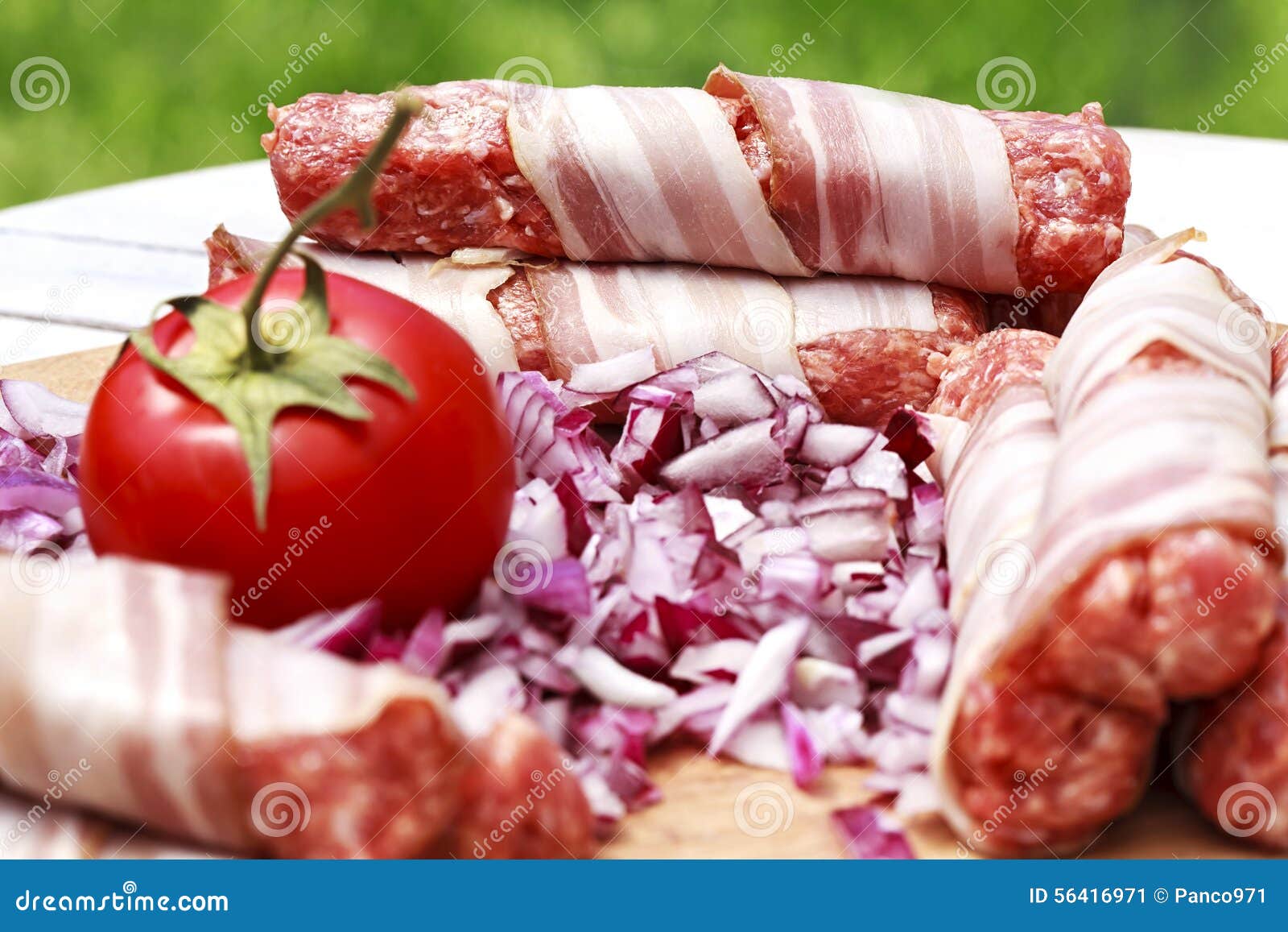 Preparation of Minced Meat and Bacon for Lunch Stock Image - Image of ...