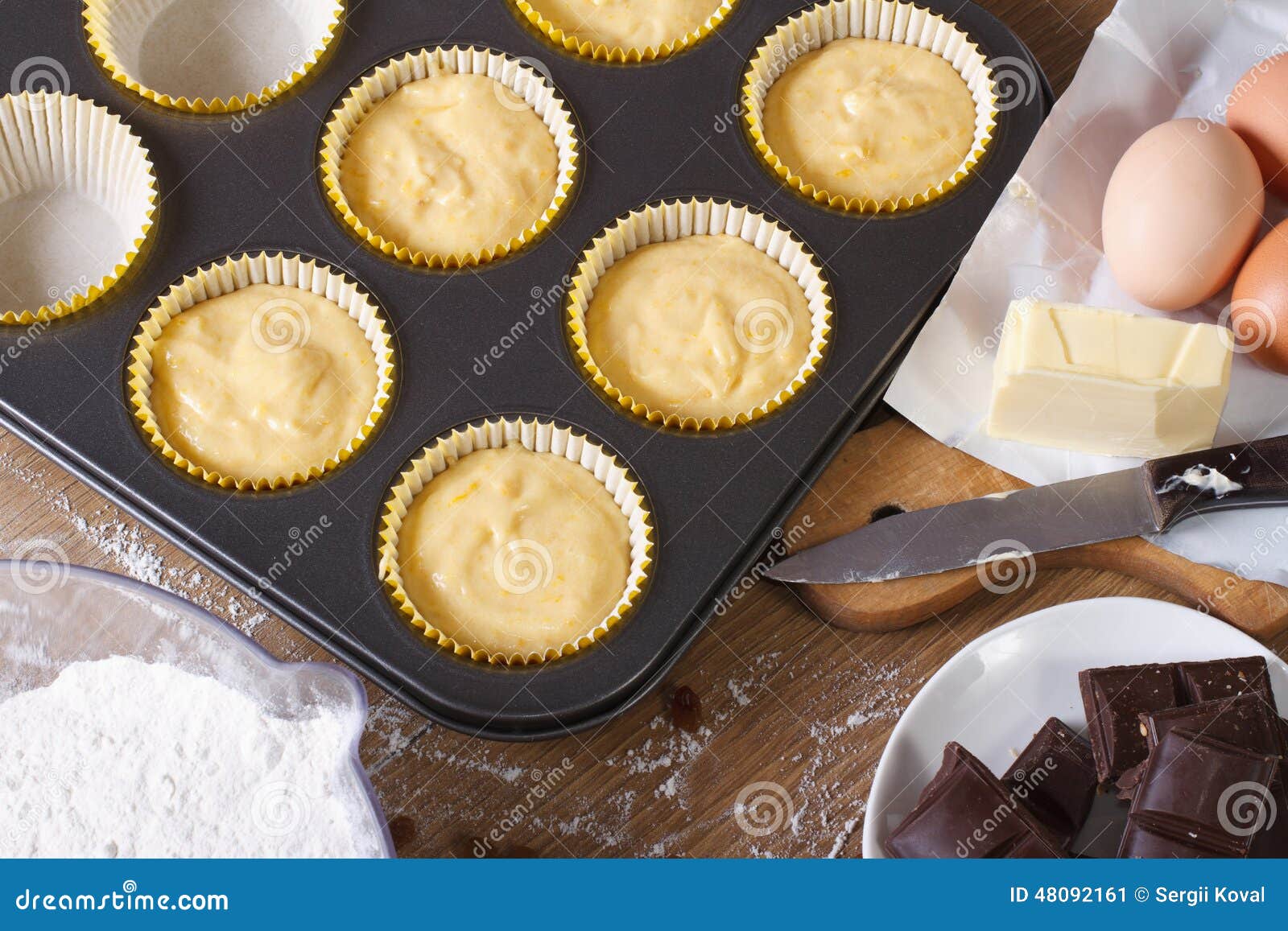 Preparation of Muffins Close-up Horizontal Top View Stock Image - Image ...