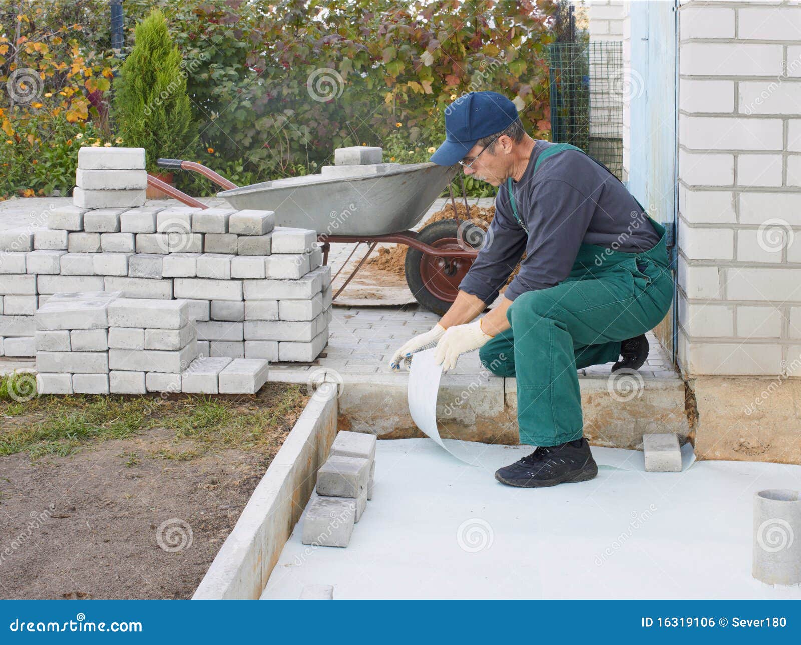 Preparation for a paving stock photo. Image of concrete - 16319106