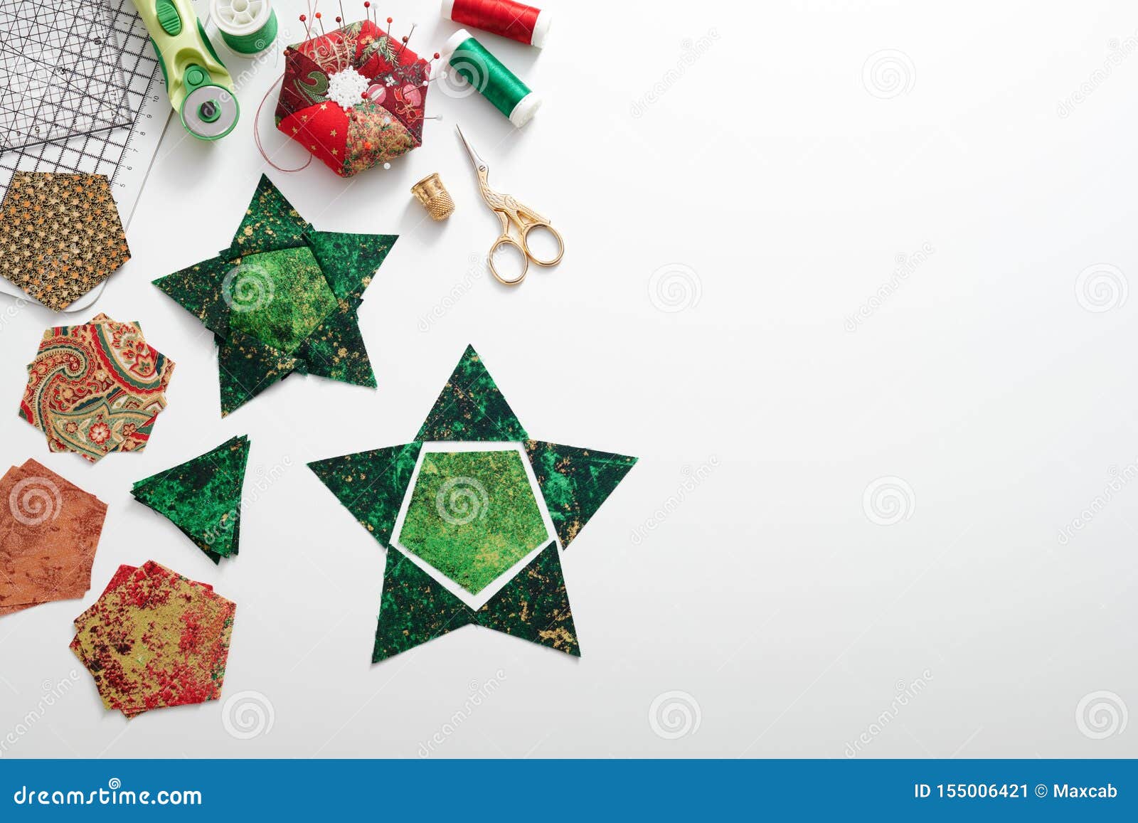 Preparation of Pentagon and Triangular Pieces of Fabric for Sewing ...