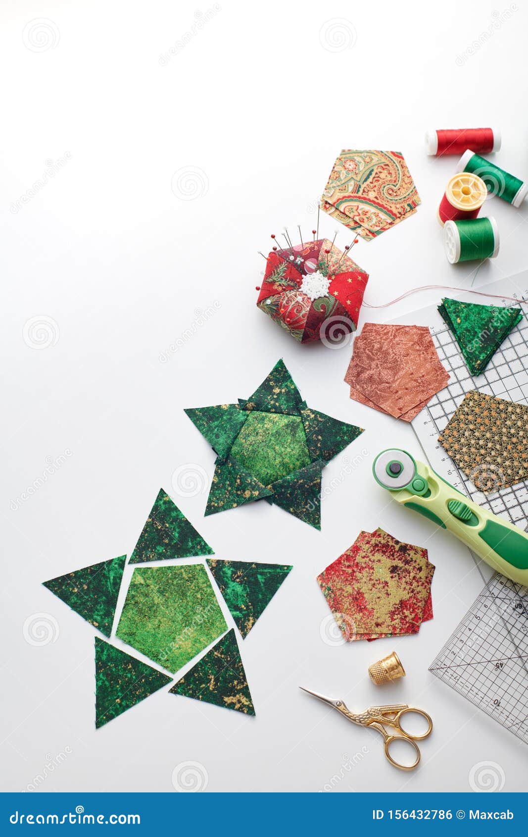 Preparation of Pentagon and Triangular Pieces of Fabric for Sewing ...