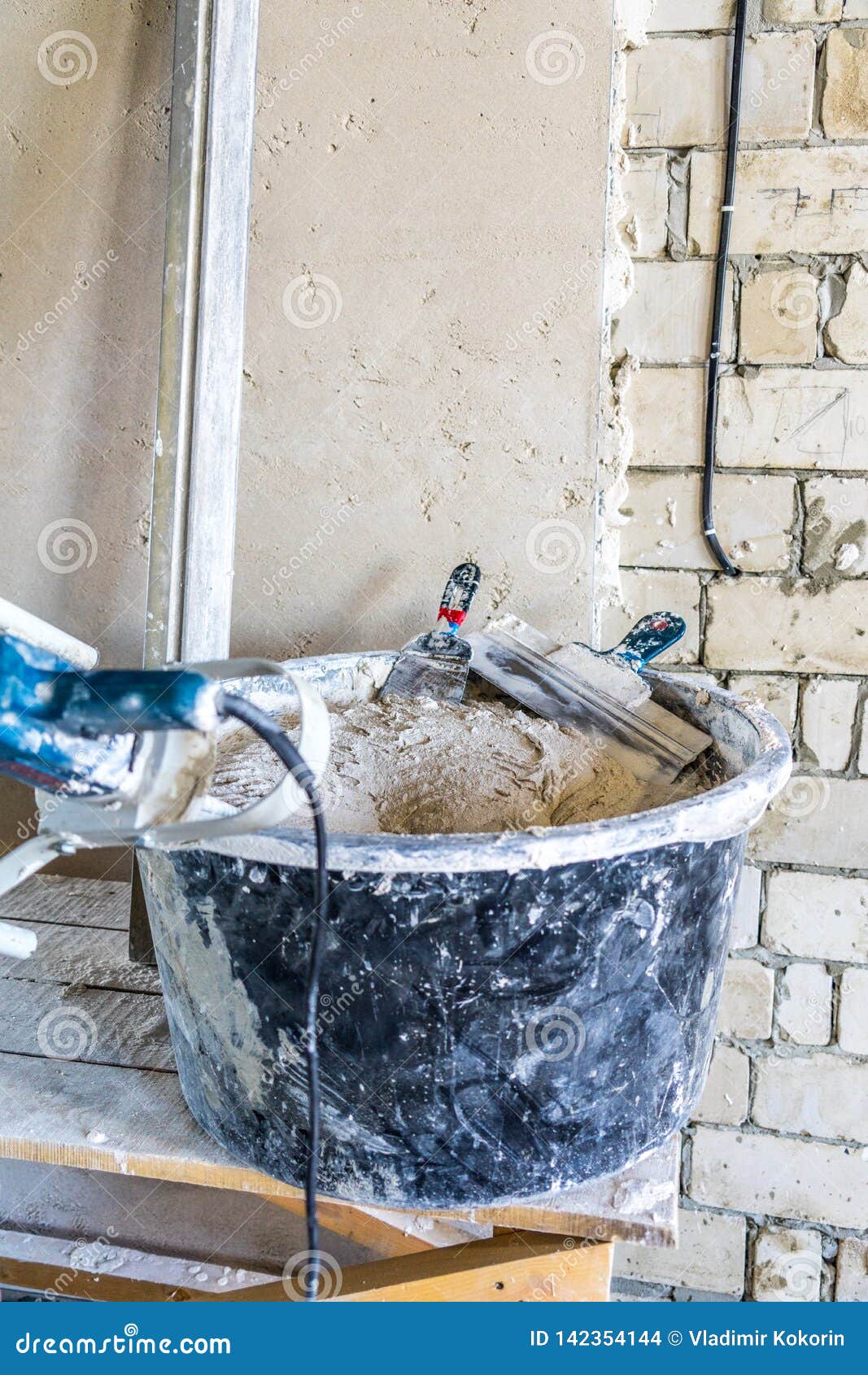 Preparation for Plastering the Walls Inside the Living Room Stock Photo ...