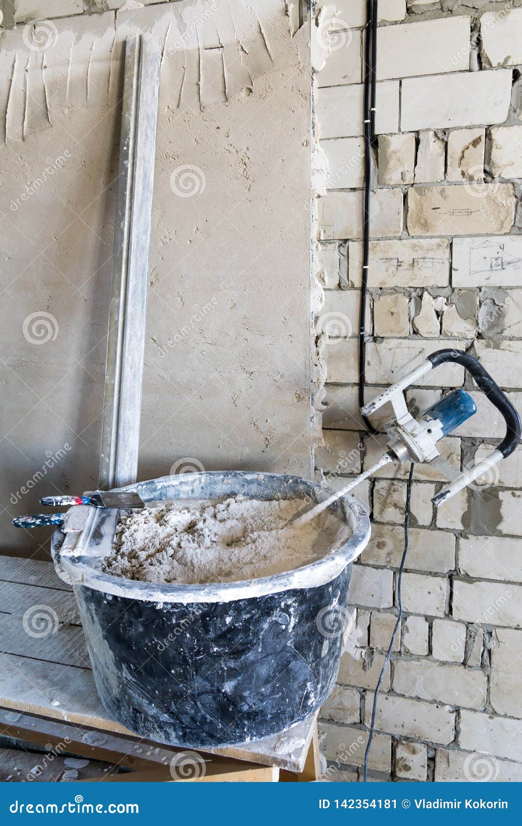 Preparation for Plastering the Walls Inside the Living Room Stock Image ...