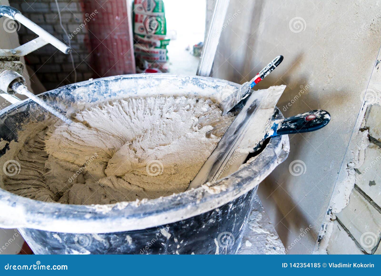 Preparation for Plastering the Walls Inside the Living Room Stock Image ...