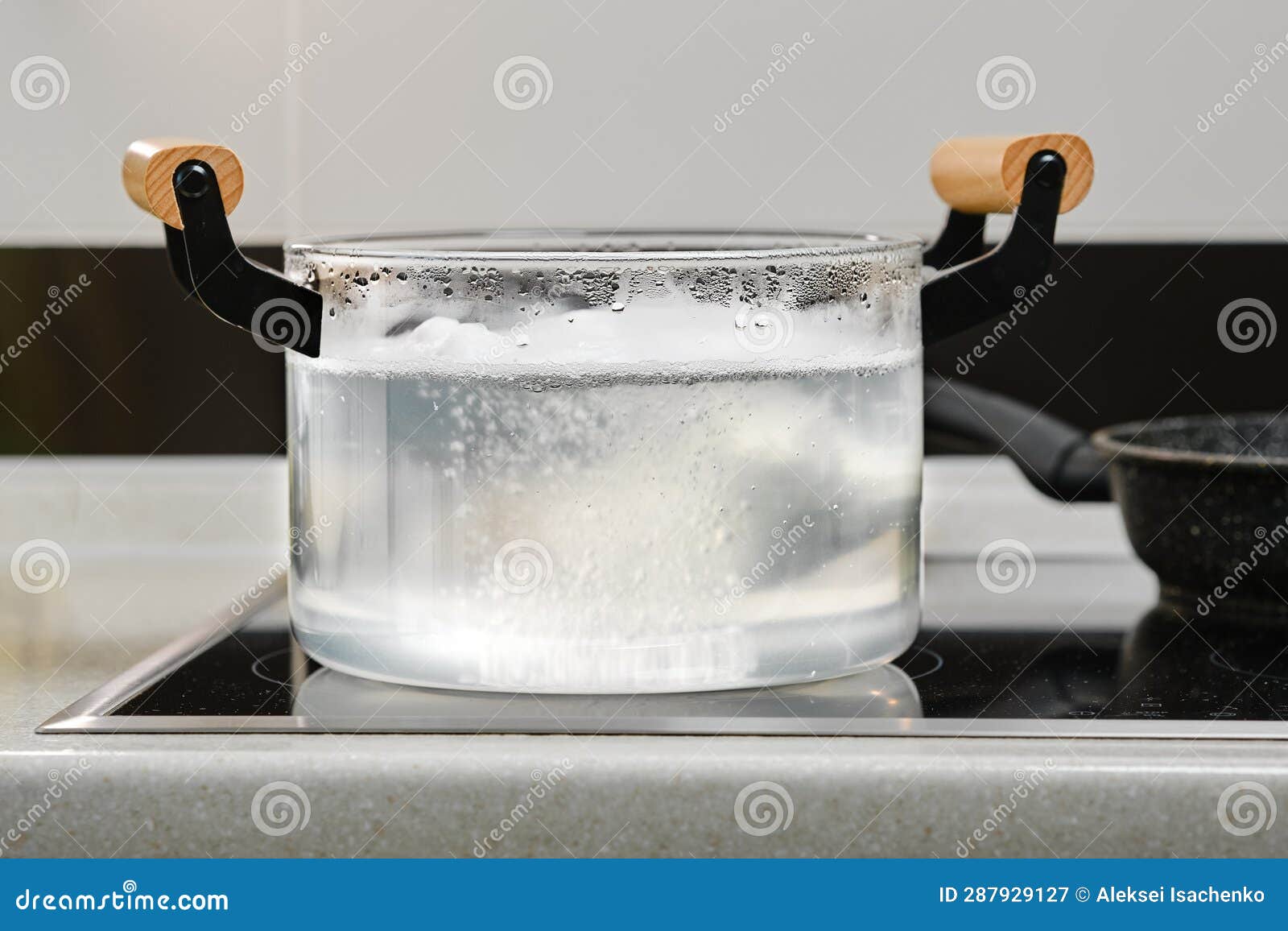 Preparation of Poached Egg in Boiling Water Stock Image - Image of ...