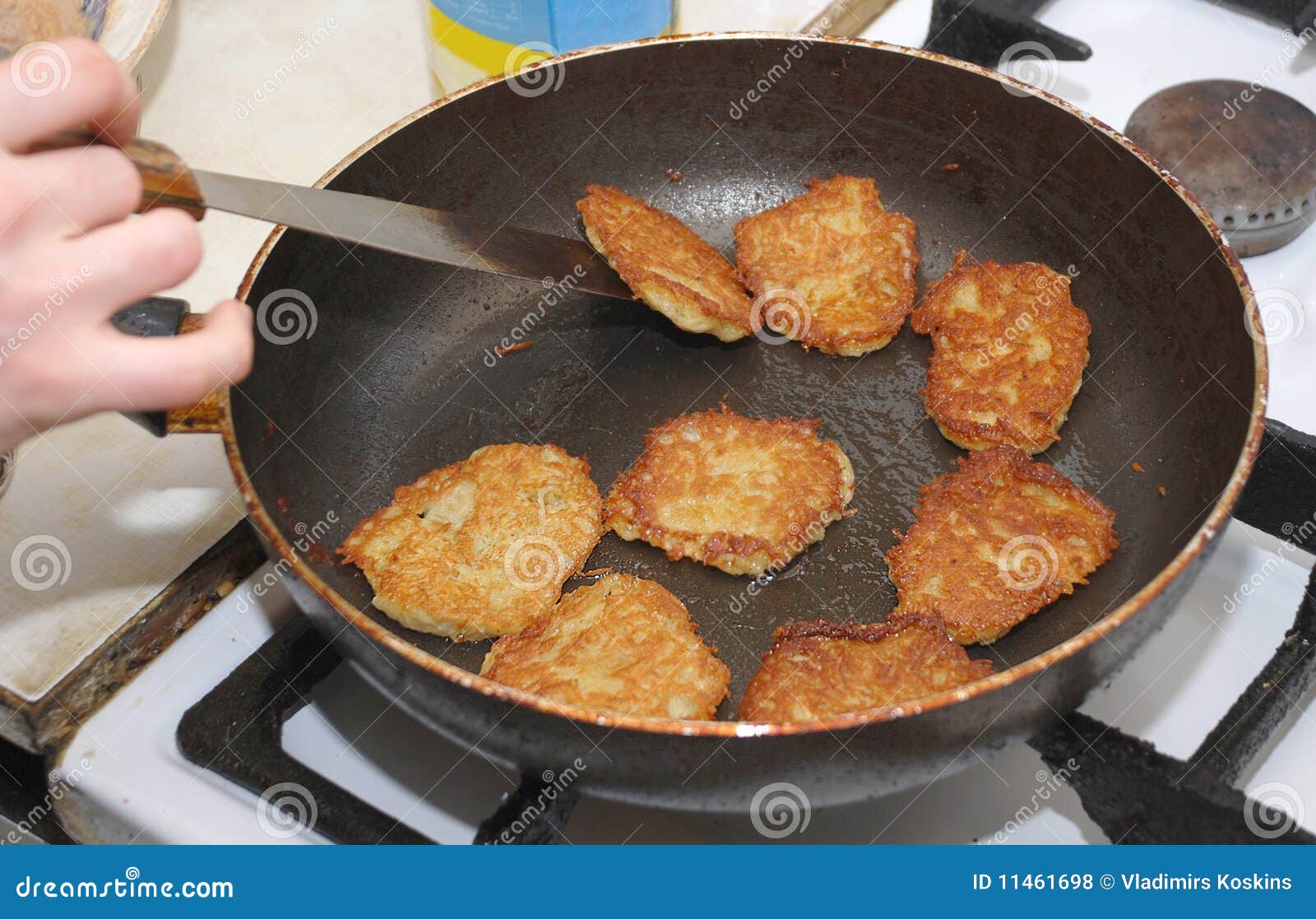 Preparation of Potato Fritters Stock Photo - Image of cooker, fritters ...