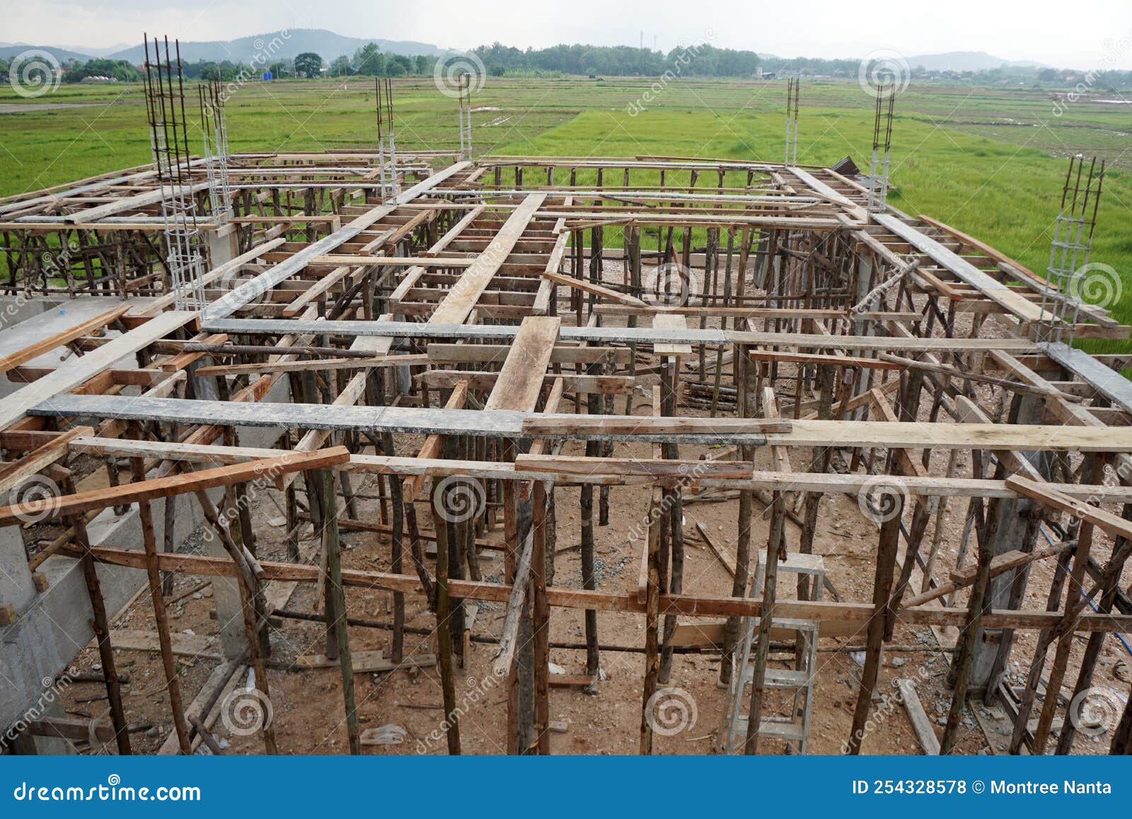 Preparation of Scaffolding for Assembling the Second Floor Concrete ...