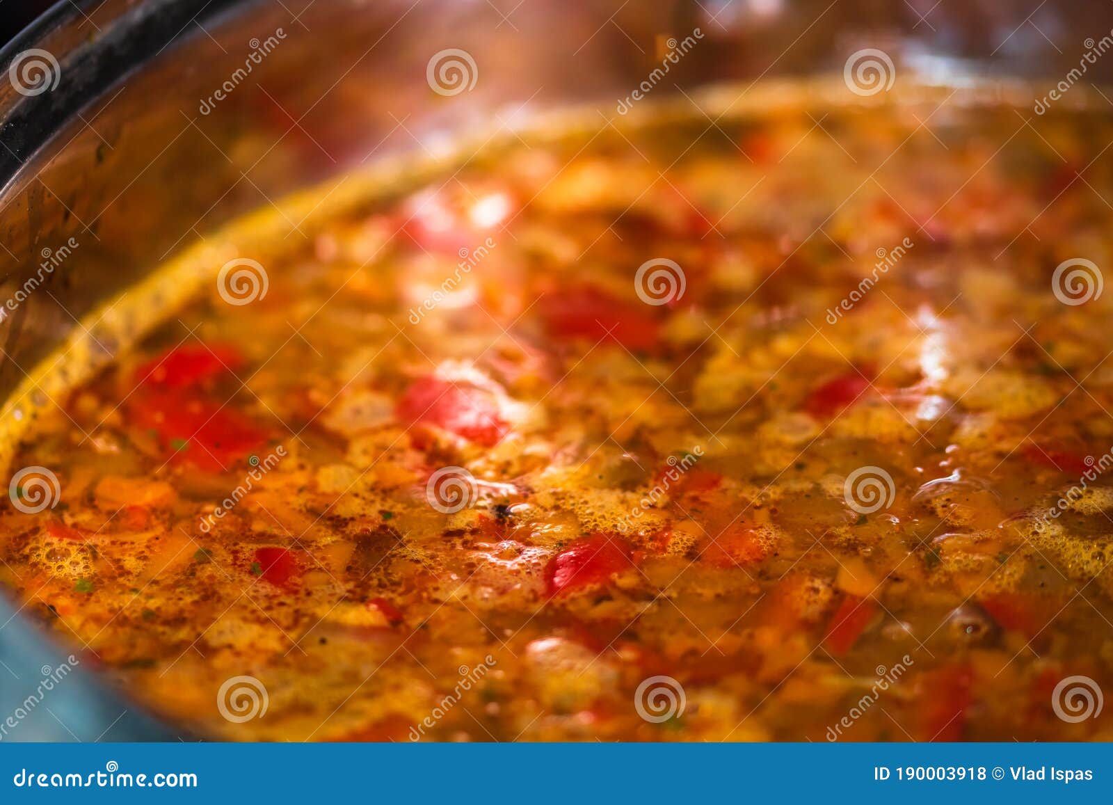 Preparation of Soup with Chicken and Vegetables. Close Up of Boiling ...
