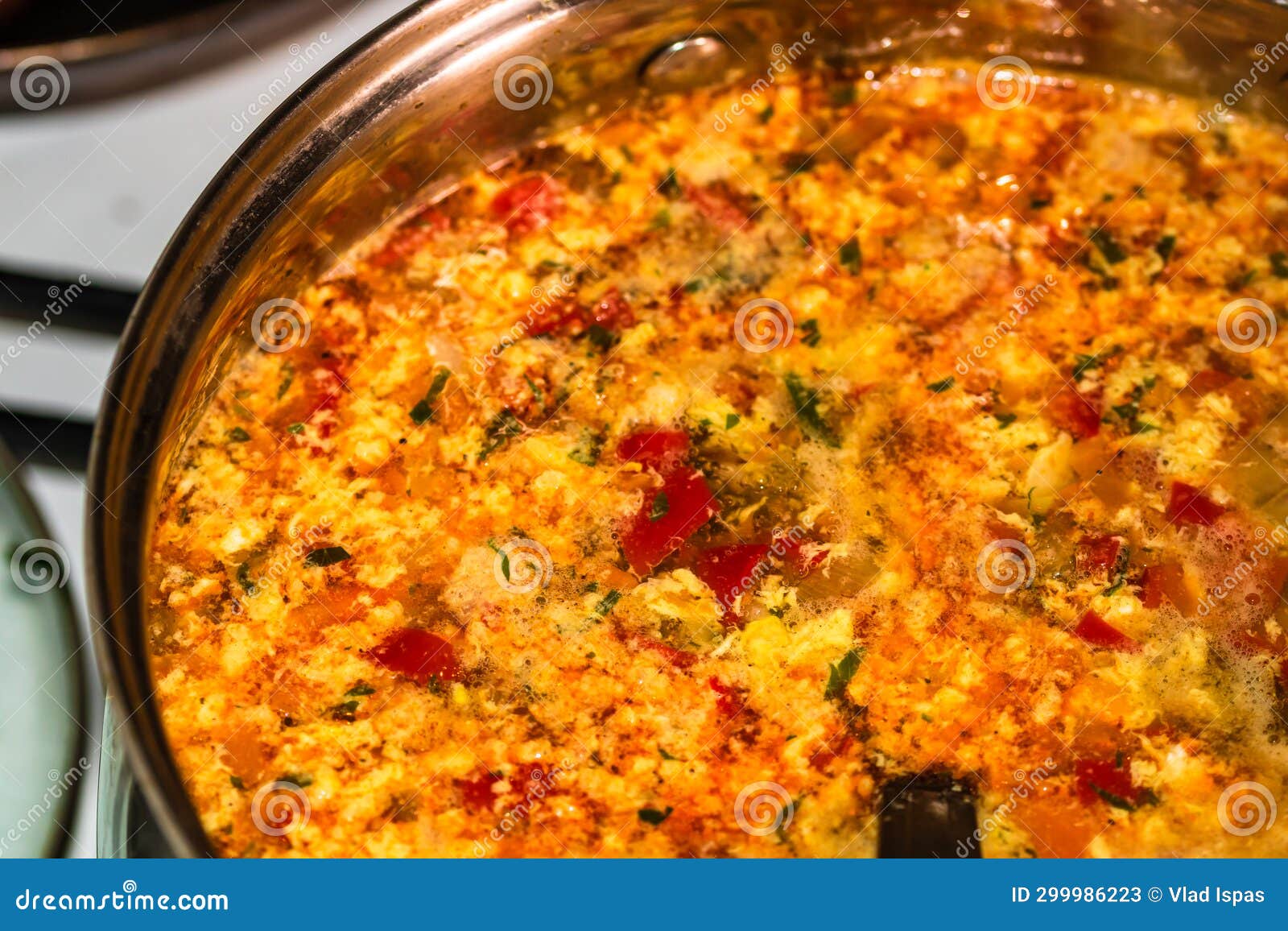 Preparation of Soup with Chicken and Vegetables. Close Up of Boiling ...