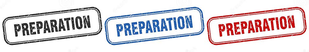 Preparation Square Isolated Sign Set. Preparation Stamp Stock Vector ...