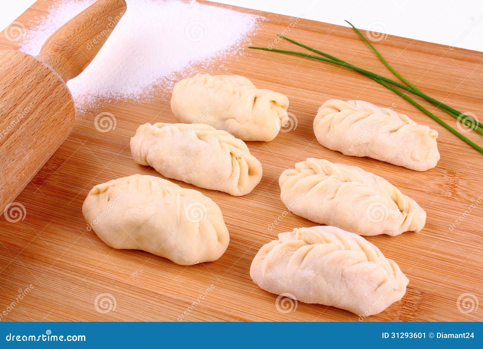 Preparation of Stuffed Dumplings with Rolling-pin Stock Image - Image ...