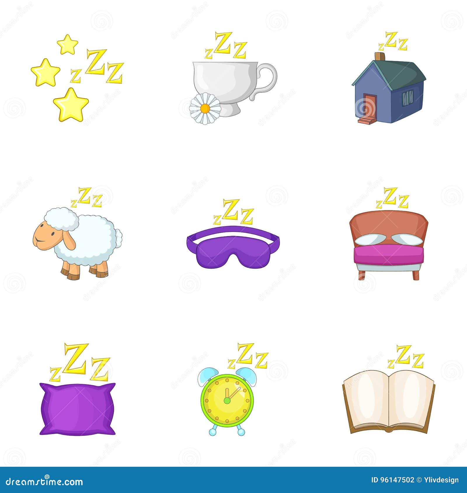 Preparation To Sleep Icons Set, Cartoon Style Stock Vector ...