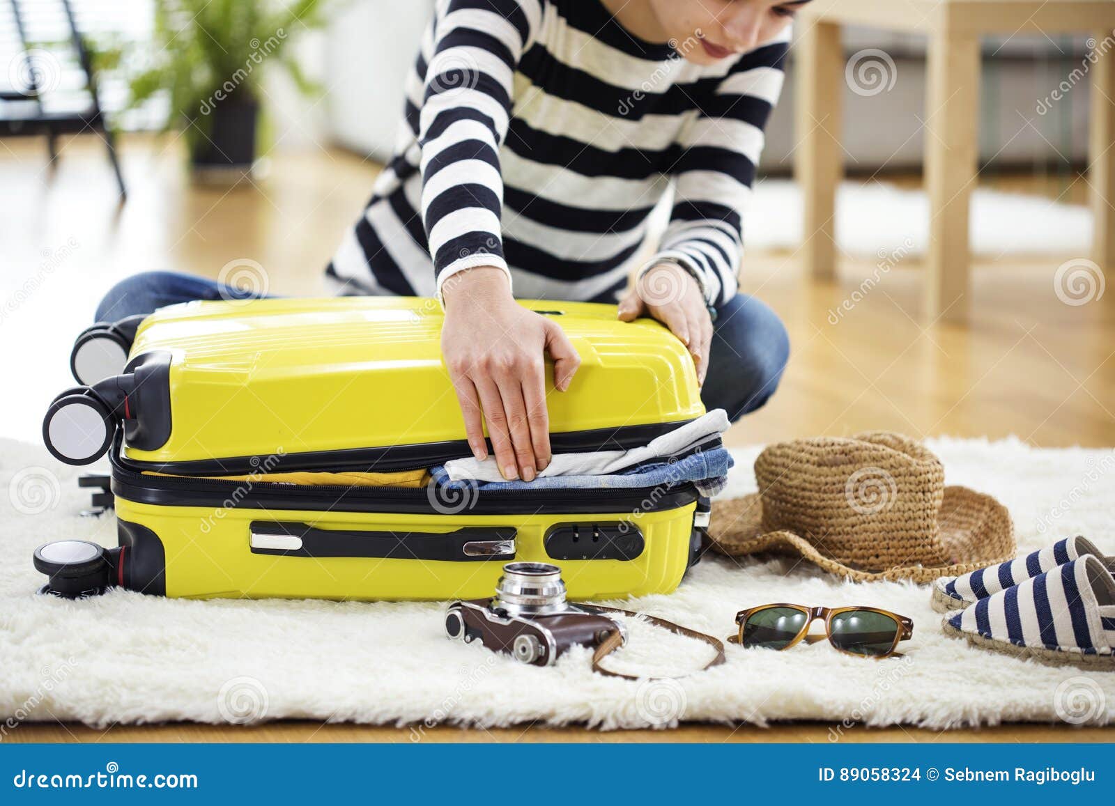 Preparation Travel Suitcase at Home Stock Photo - Image of open, full ...