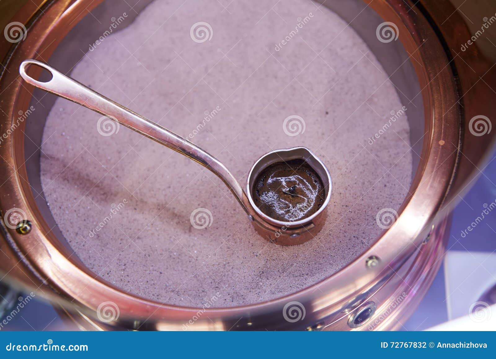 Preparation of Turkish Coffee in the Cezve in the Sand Stock Photo ...