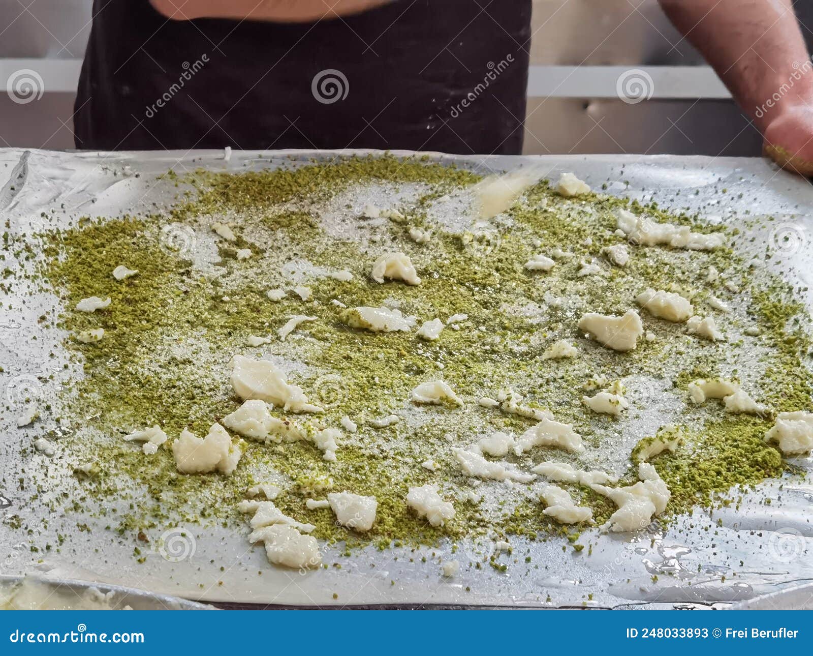 The Preparation of a Turkish Katmer Dessert, the Content of Which is ...
