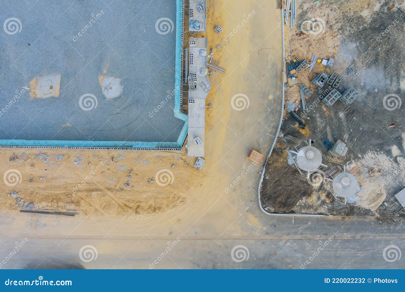 Preparation for a Wall Construction Site, Form Blocks Being Filled with ...