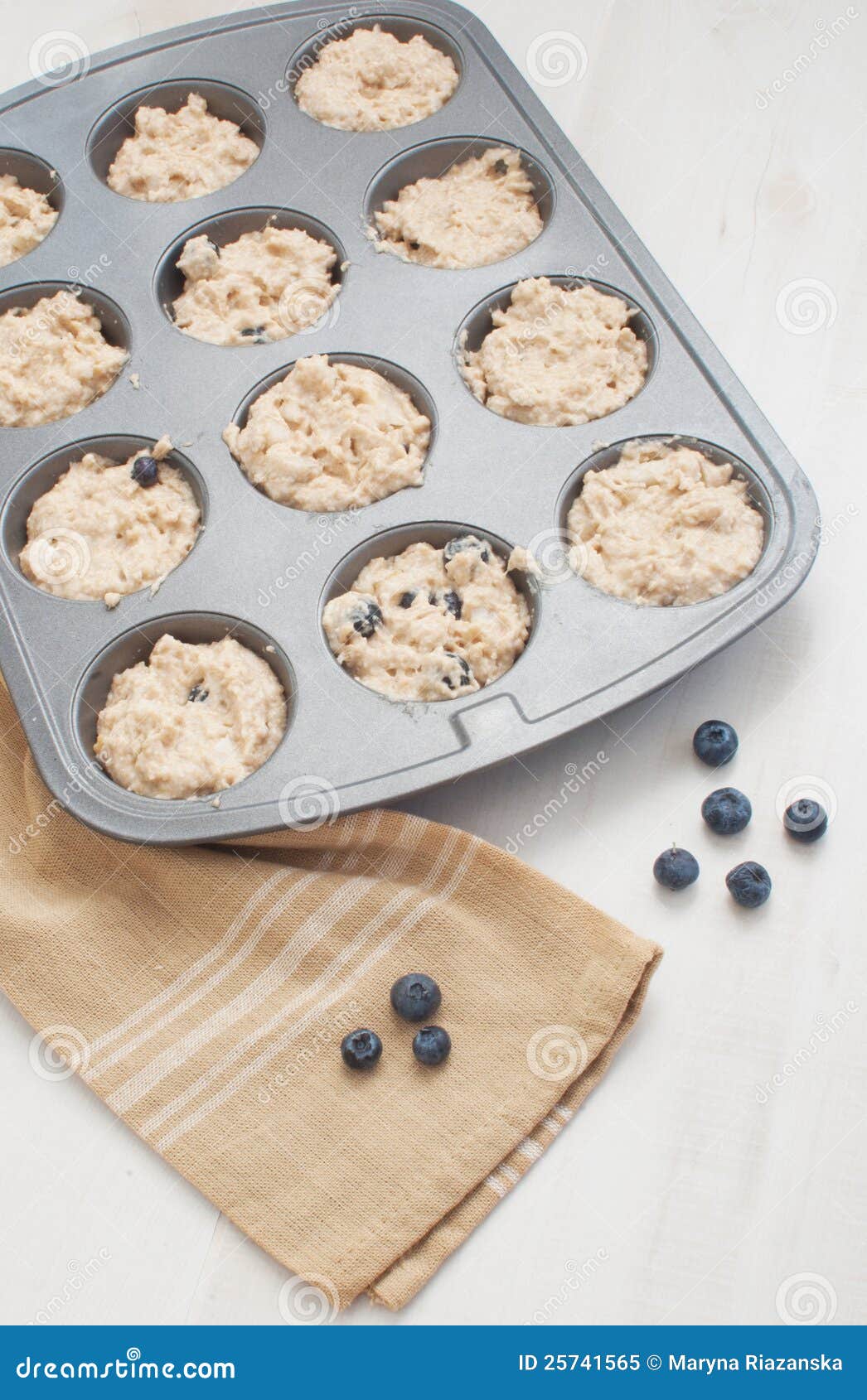 Preparation of Whole Grain Blueberry Muffins Stock Image - Image of ...