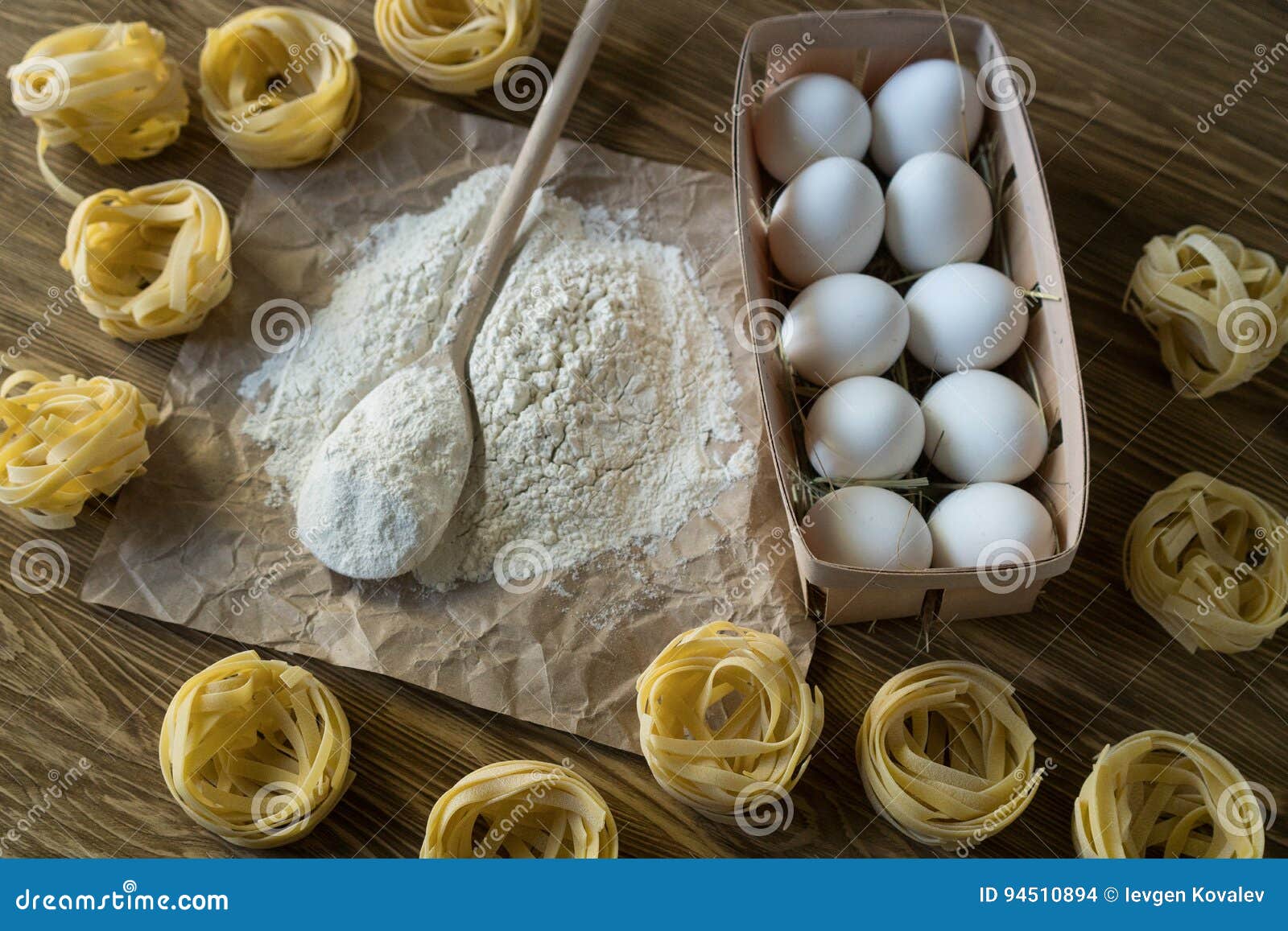 The Preparations for Making Homemade Pasta Stock Photo - Image of food ...