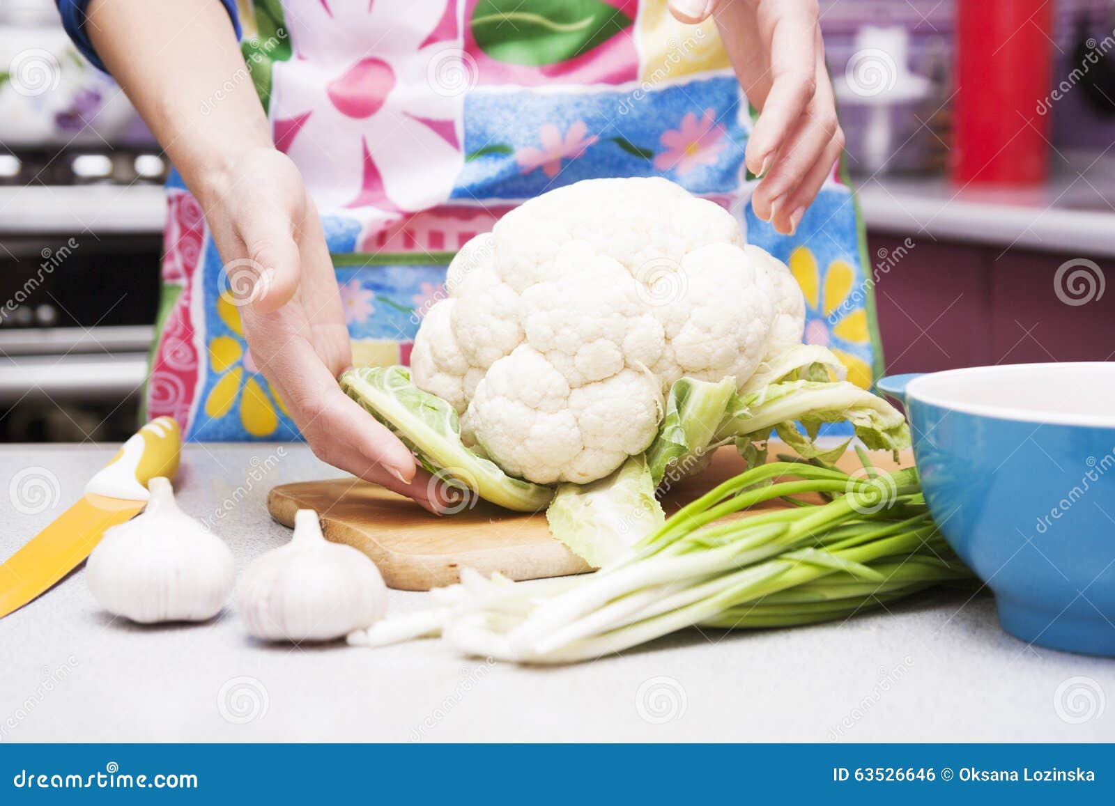 Prepare cauliflower stock photo. Image of eating, model - 63526646