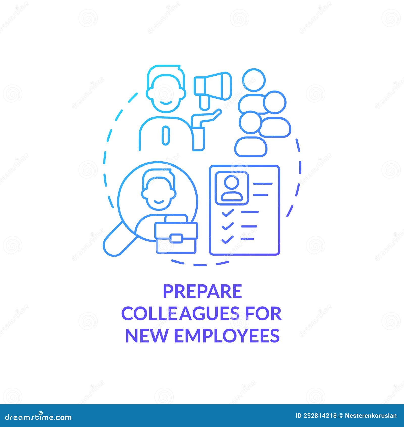 Prepare Colleagues For New Employees Blue Gradient Concept Icon Vector ...