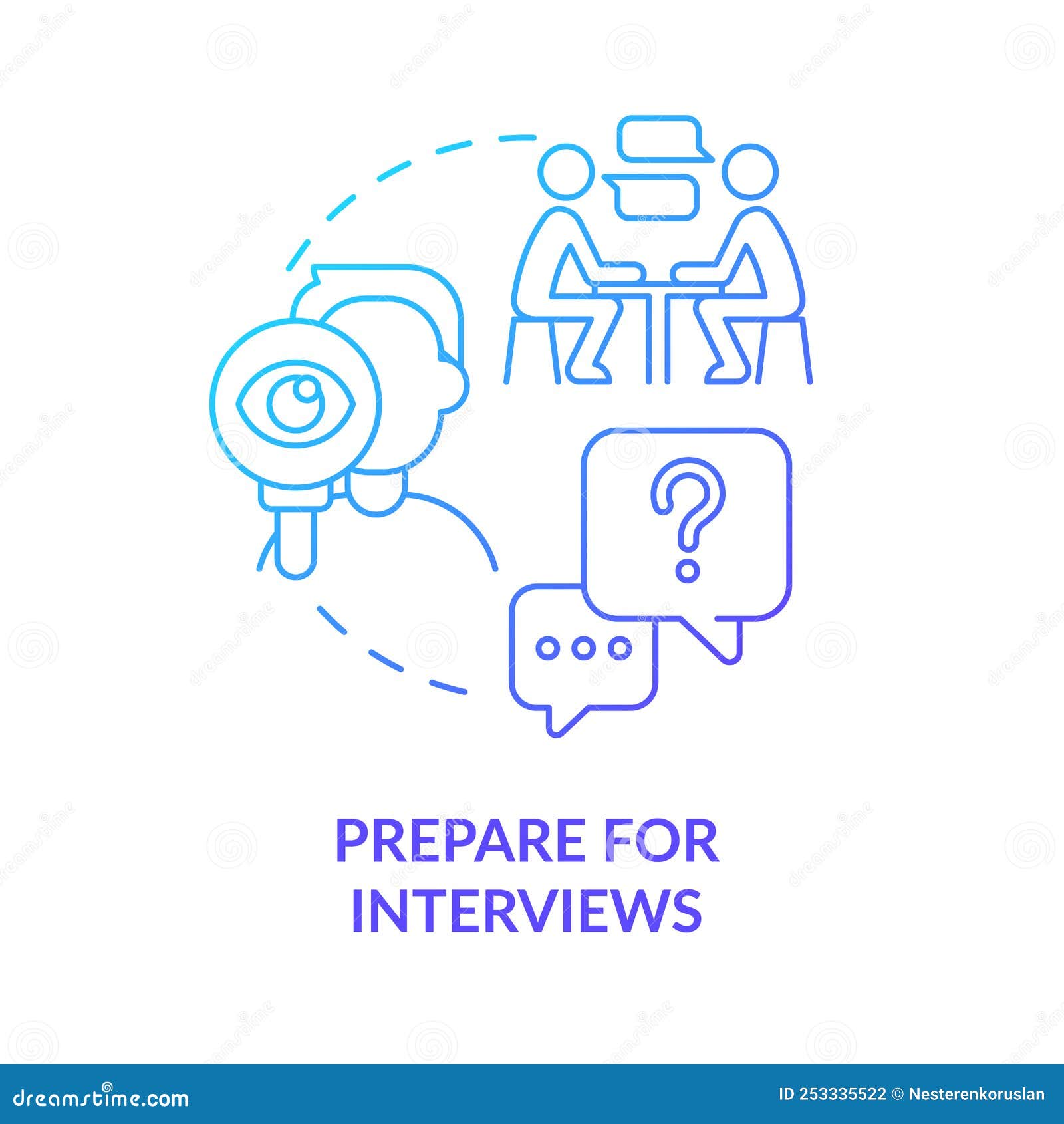 Prepare for Interviews Blue Gradient Concept Icon Stock Vector ...