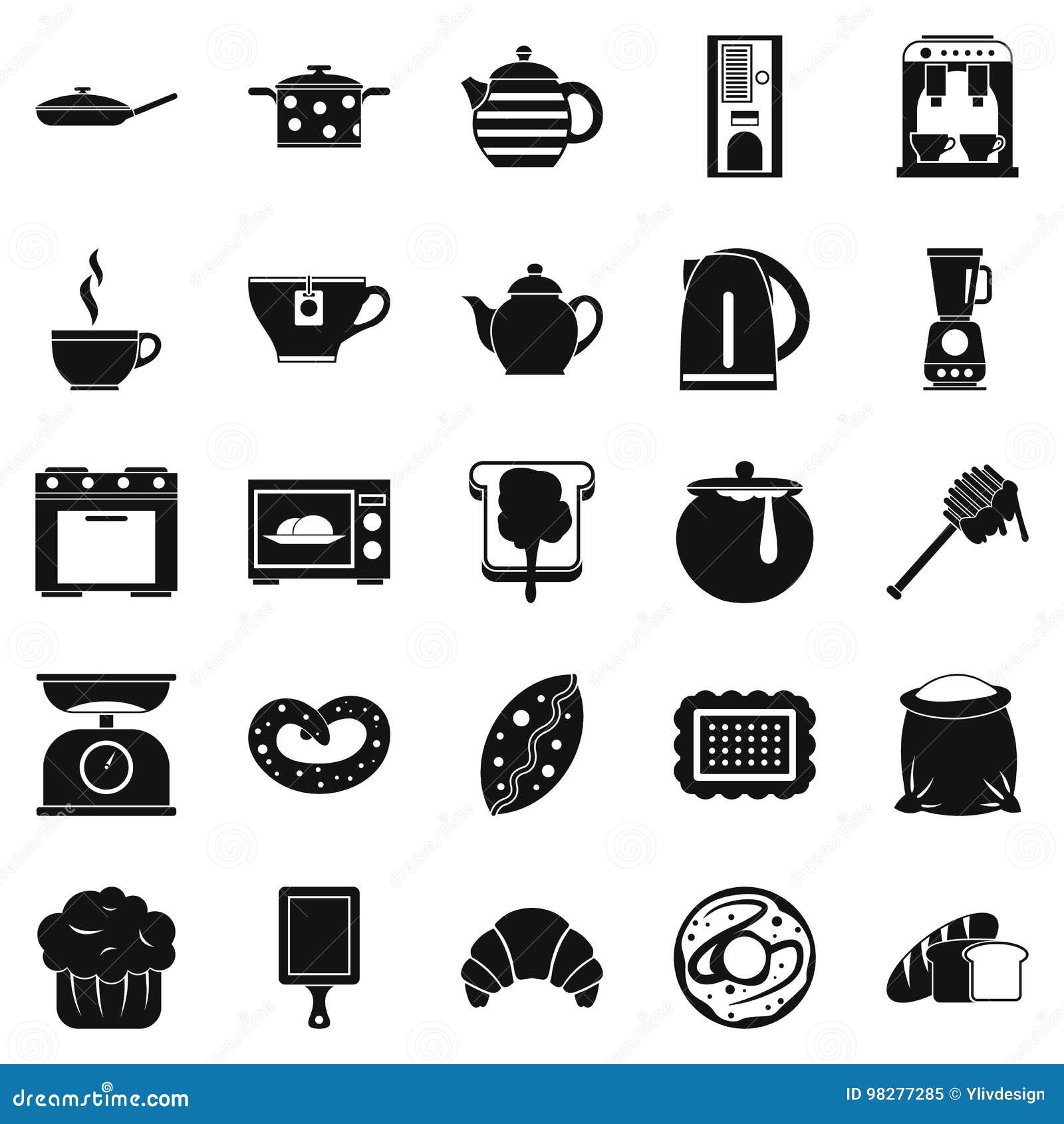 Prepare a Meal Icons Set, Simple Style Stock Vector - Illustration of ...