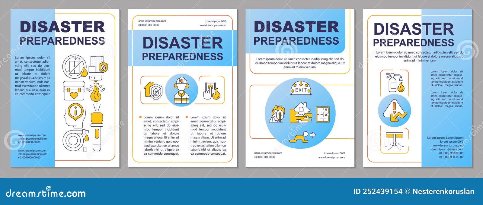 Prepare for Potential Disasters Blue Brochure Template Stock Vector ...