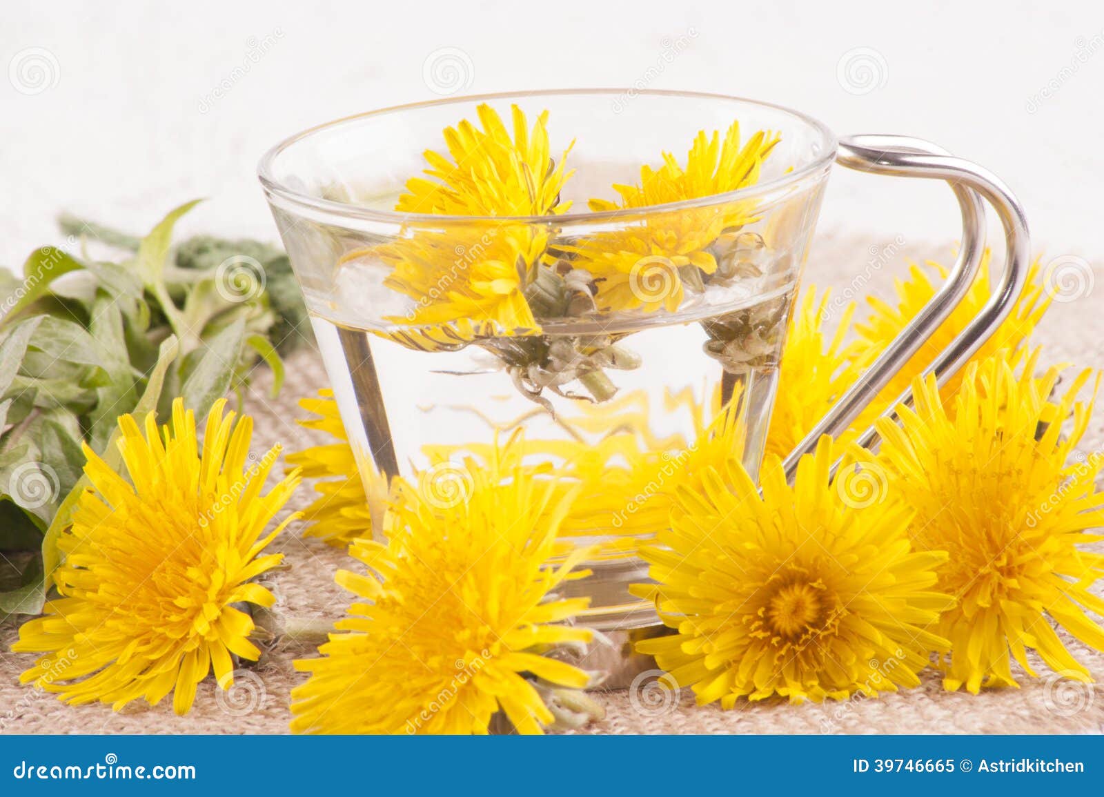 Prepare Some Dandelion Tea in a Glass Cup Stock Image - Image of leaf ...