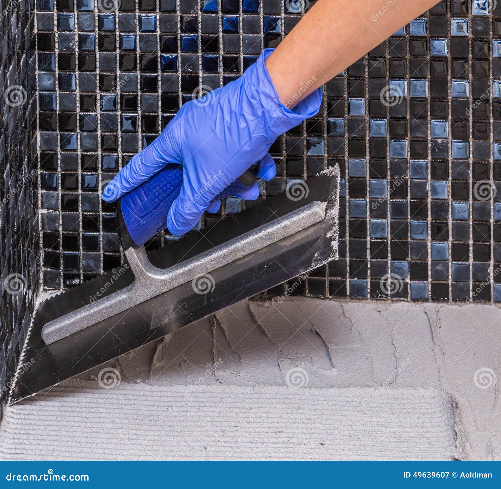 Prepare for Tile Installation Stock Image - Image of gray, glove: 49639607