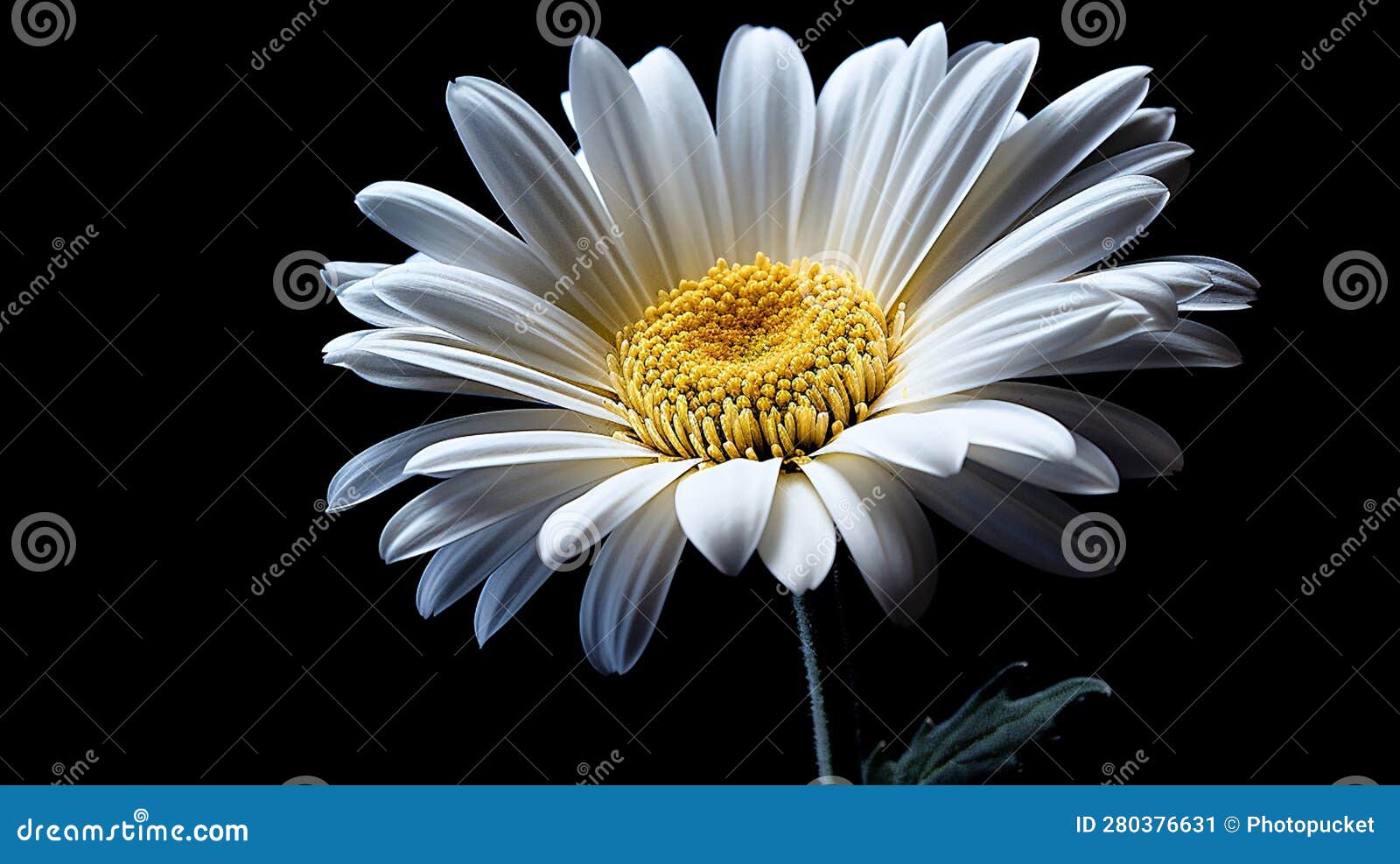 Single Marquerite Daisy Against a Plain Black Backdrop Stock ...