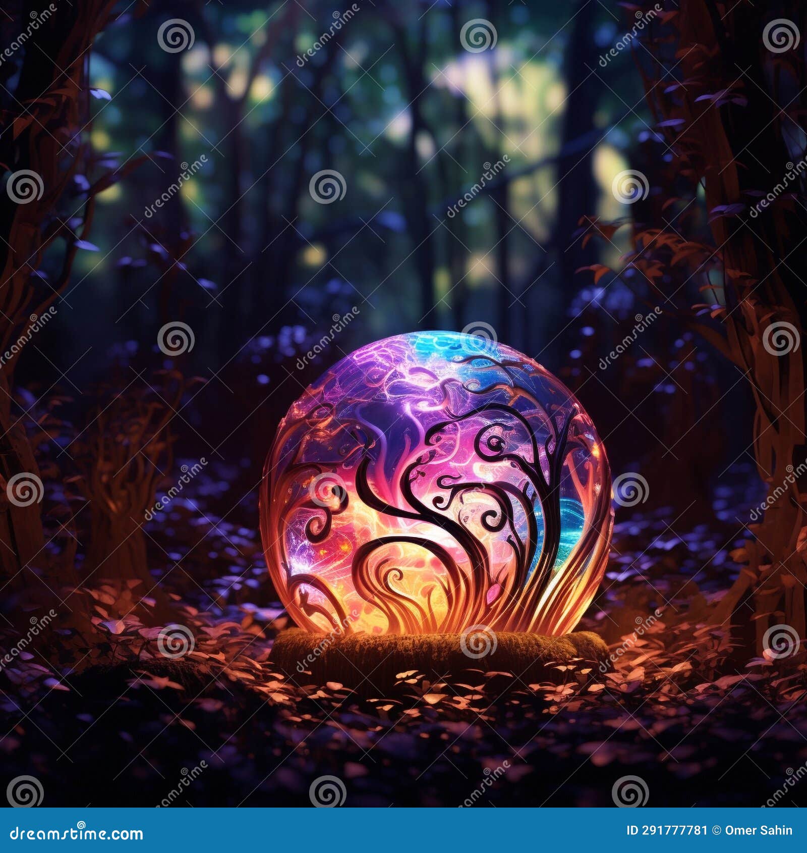 Enchanted Luminary in a Mystical Forest Stock Illustration ...
