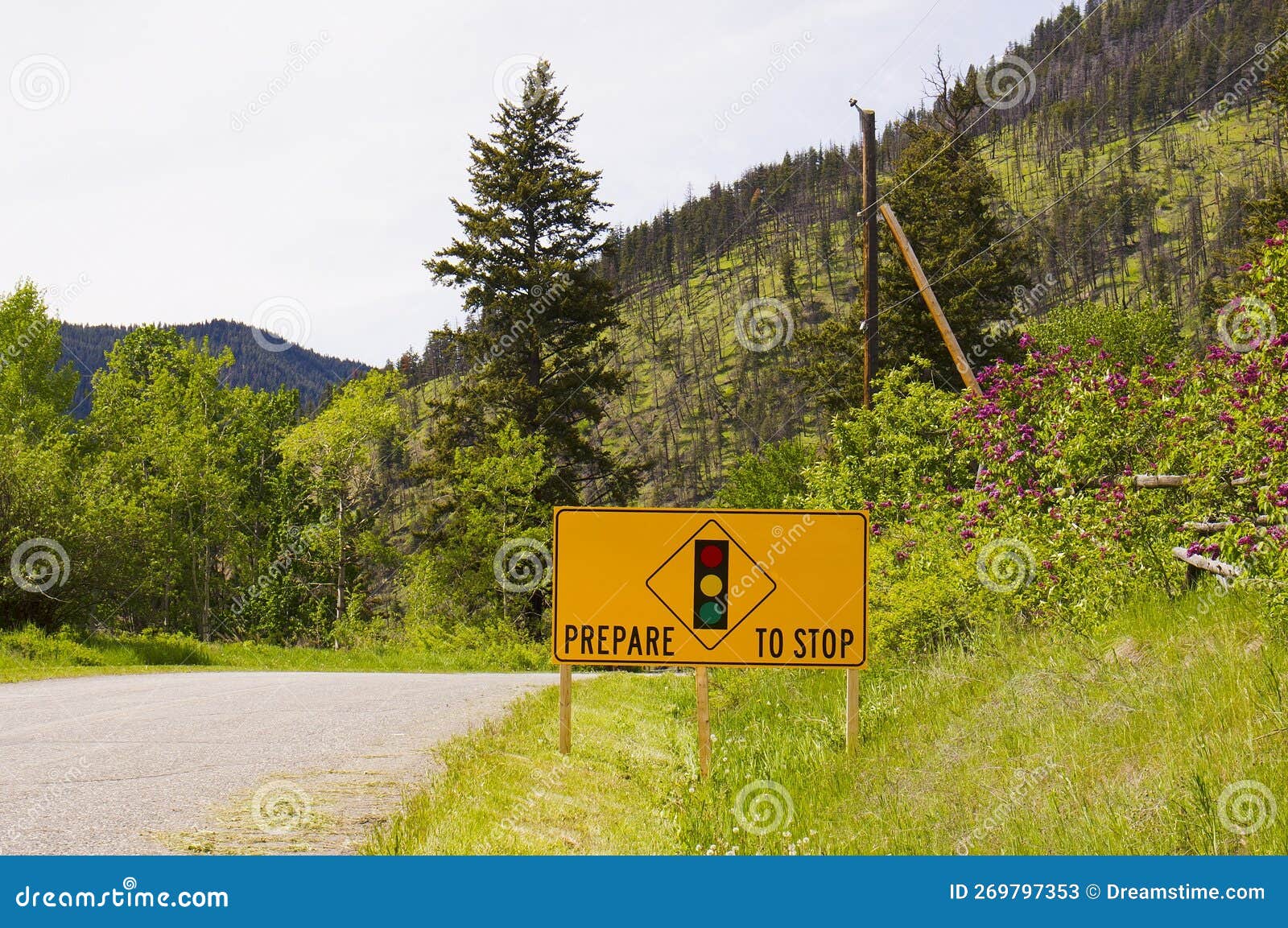 Prepare to Stop sign stock image. Image of sign, mountains - 269797353