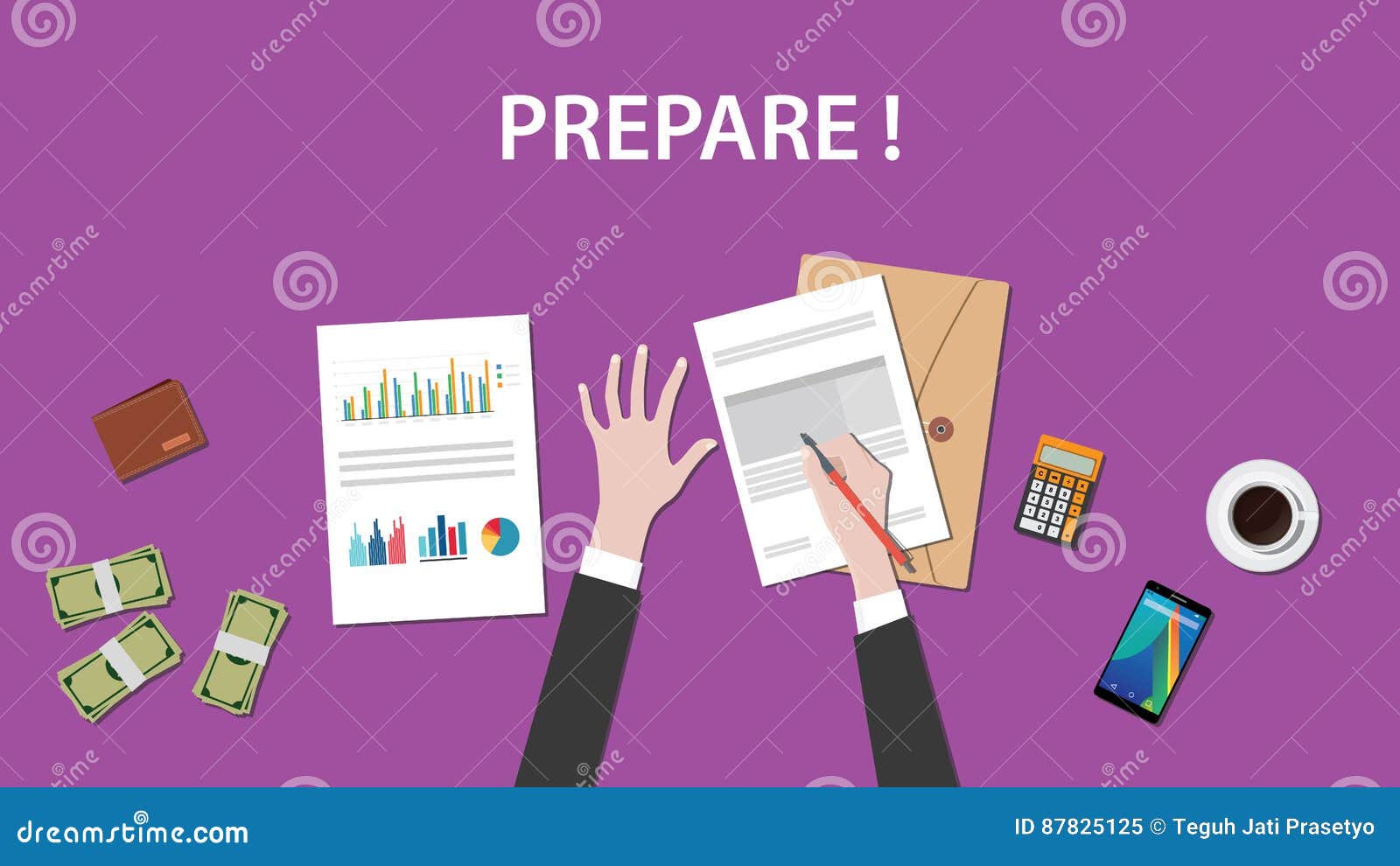Prepare White Text Illustration with a Man Writing on Paperworks and ...