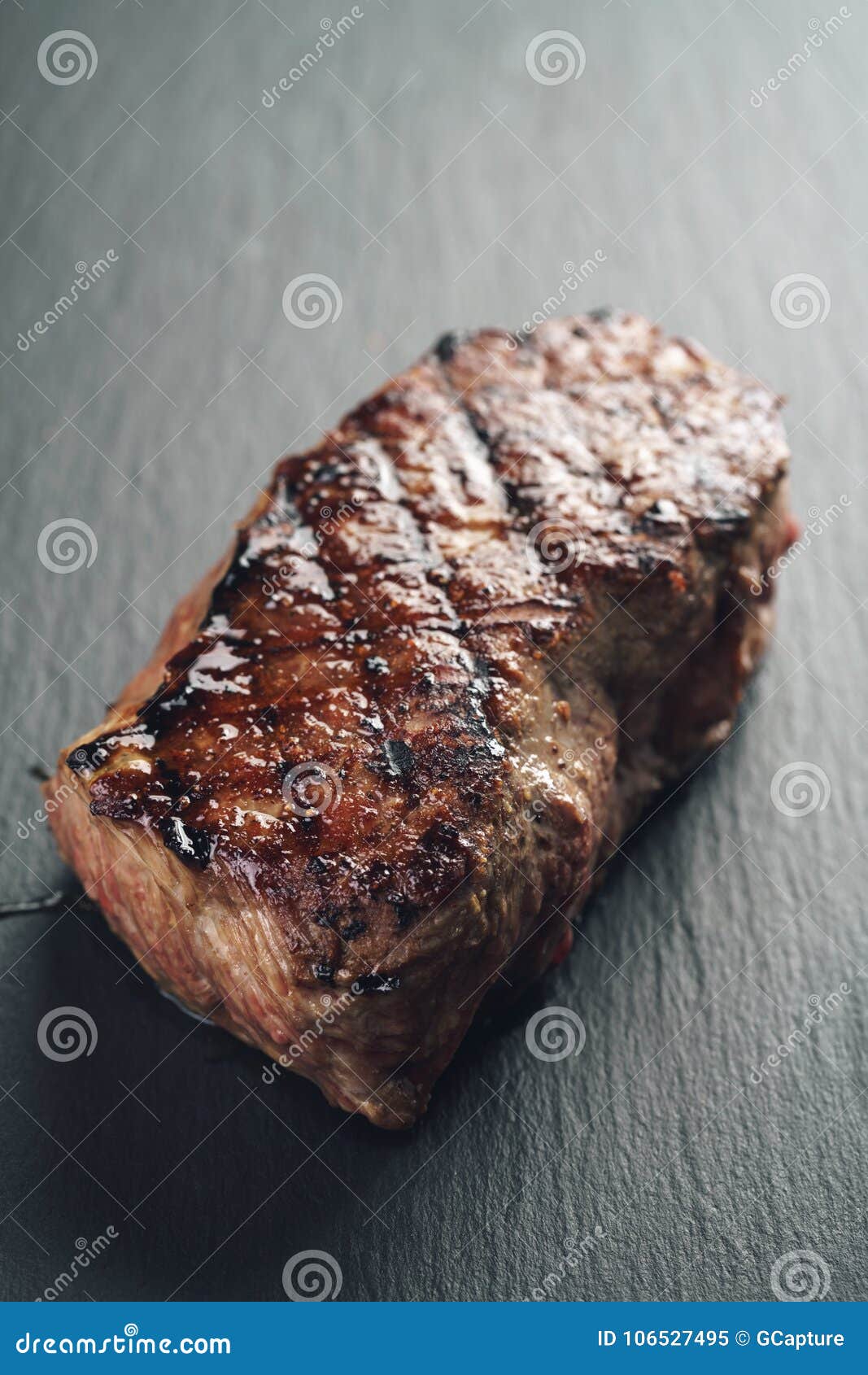 Prepared Beef Steack on Slate Board Closeup Stock Image - Image of ...