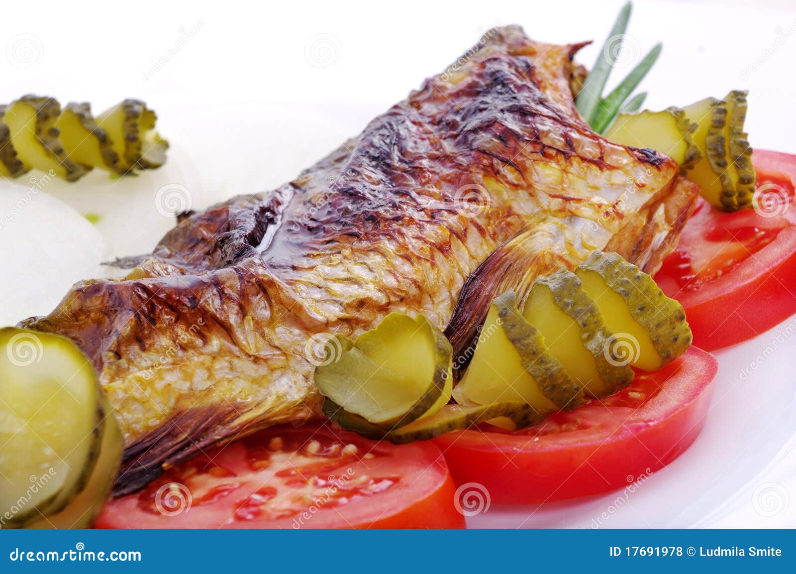 Prepared carp on a plate. stock photo. Image of sour - 17691978