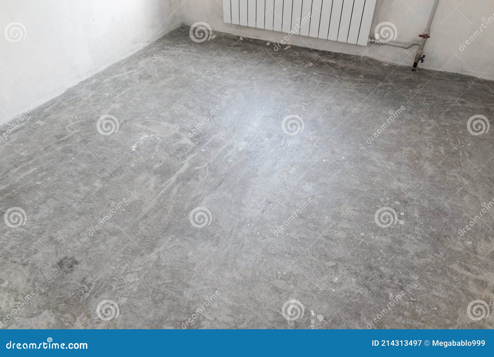 Prepared Concrete Floor in Empty Room for Pouring the Floor Covering ...
